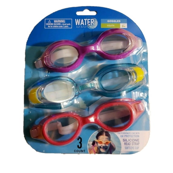 Water Sun and Fun Swim Goggle for Youth with Polycarbonate Lens UV ...