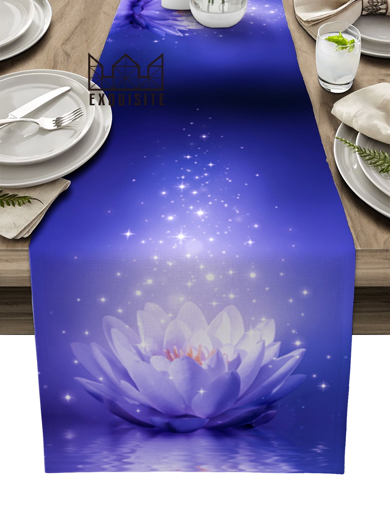 Water Surface Magic Lotus Purple Table Runner ration Home r Dinner ...