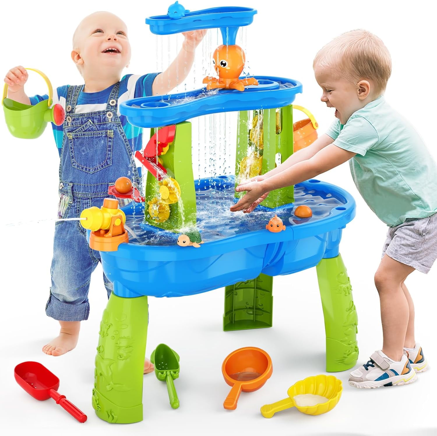 Water Table for Toddlers 1-3 3-5, 3-Tier Kids Splash Sand Table Water ...