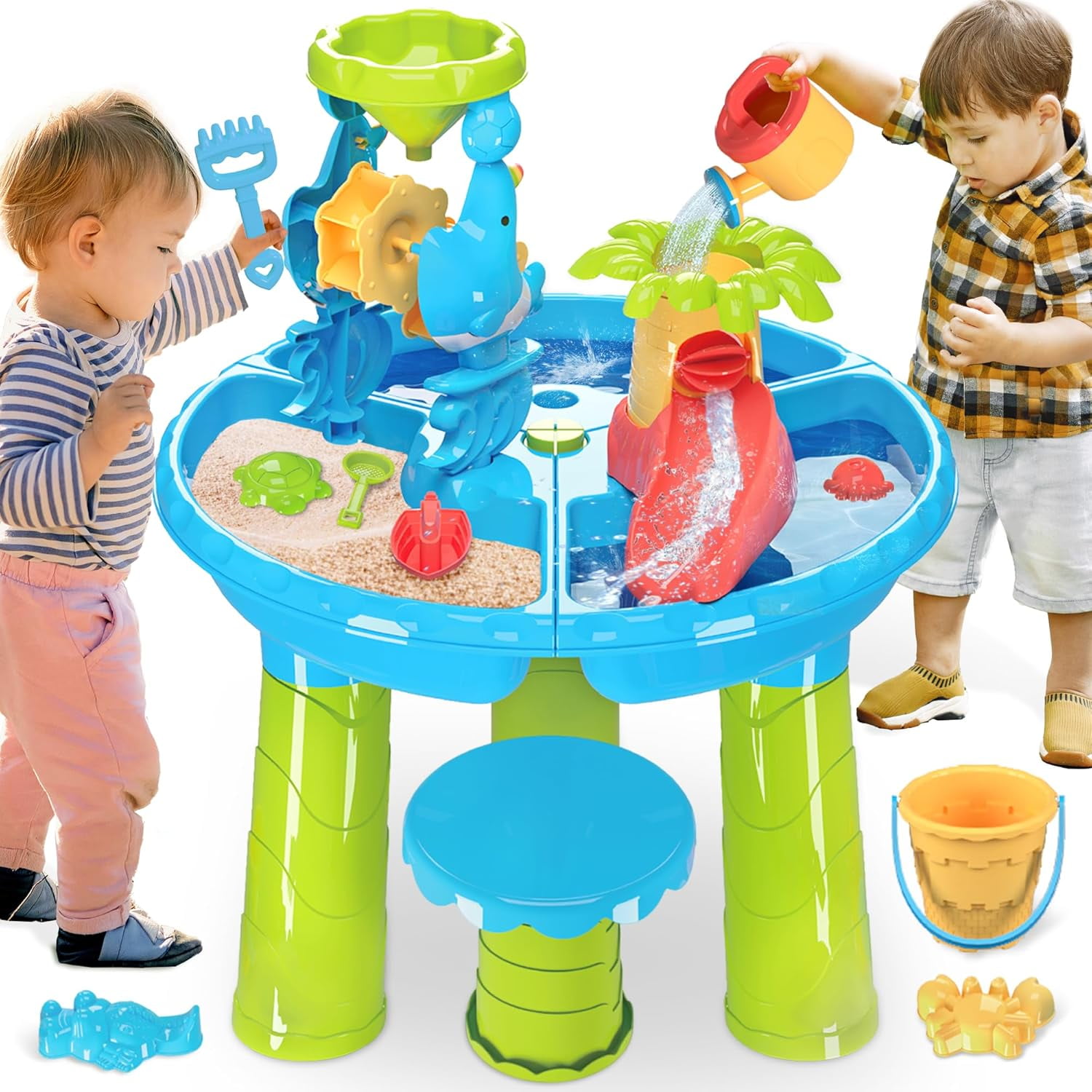 Water Table for Toddlers - 3 in 1 Kids Play Water and Sand Activity ...
