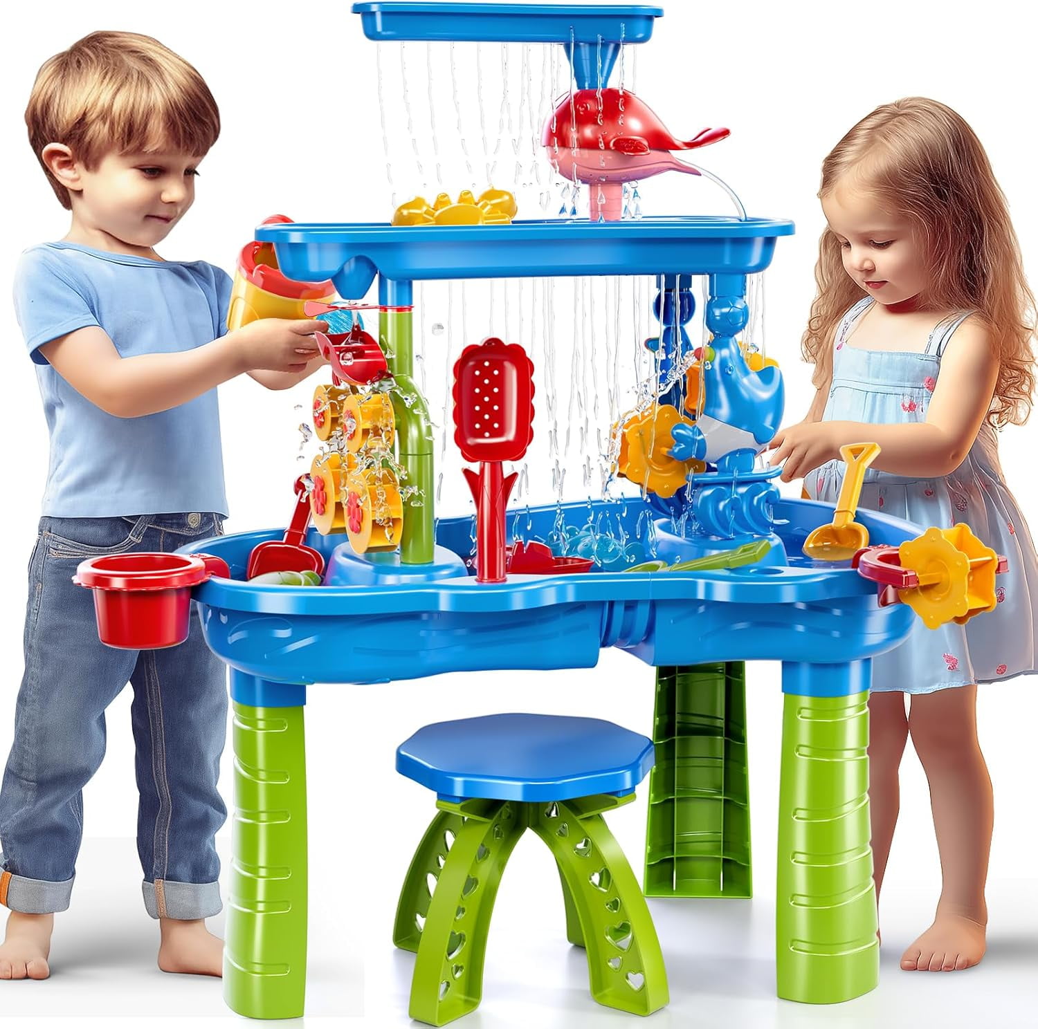 Water Table for Toddlers 3-5, 3-Tier Kids Sand Water Table, Sand and ...