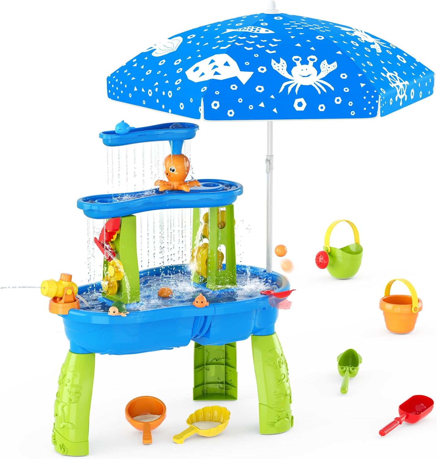 Water Table for Toddlers 3-5, 3-Tier Kids Splash Sand Table Water Toys ...