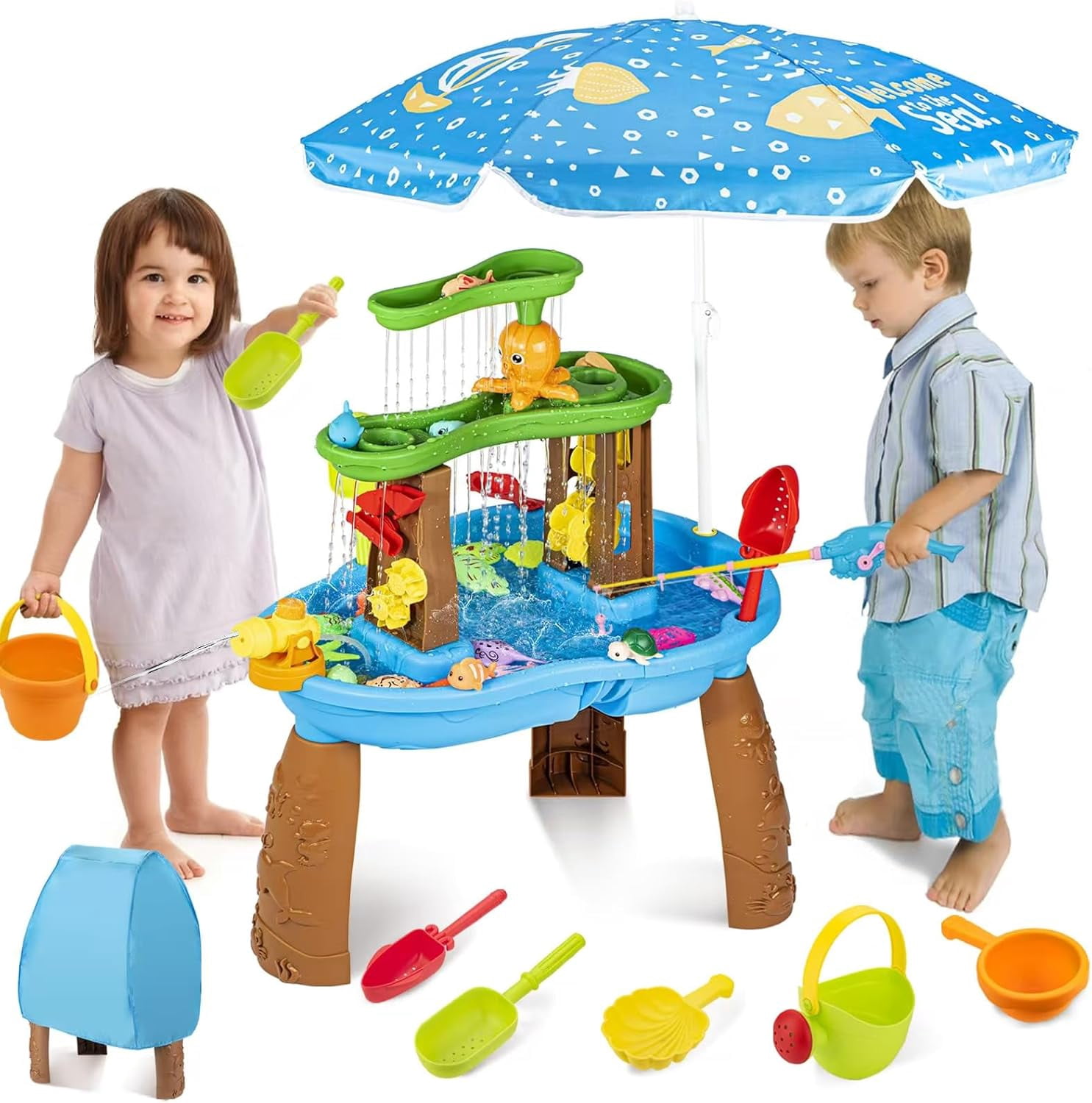 Water Table for Toddlers 3-5 Outdoor Toys for Kids Ages 4-8 3-Tier Kids ...
