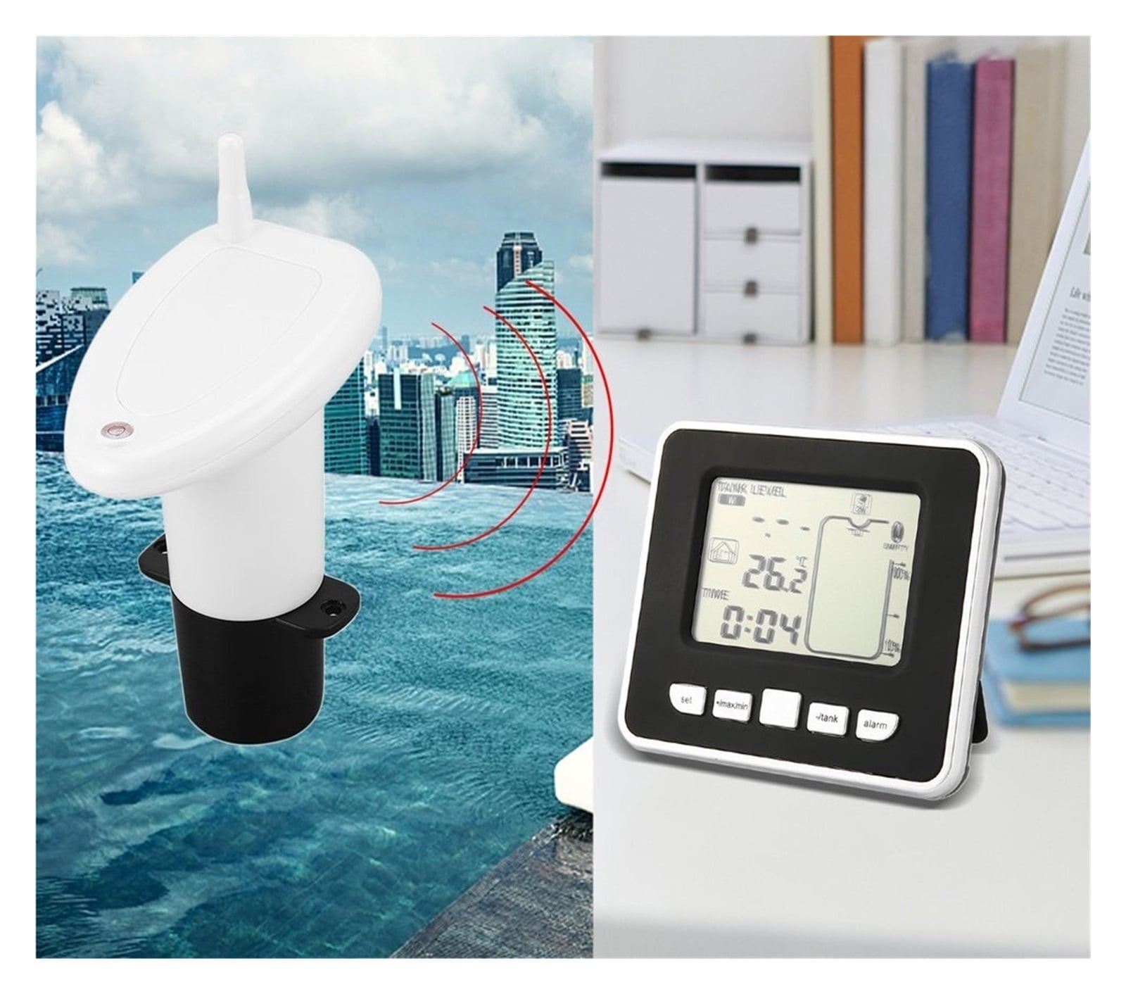 Water Tank Liquid Level Meter With Temperature Sensor Water Level Time ...