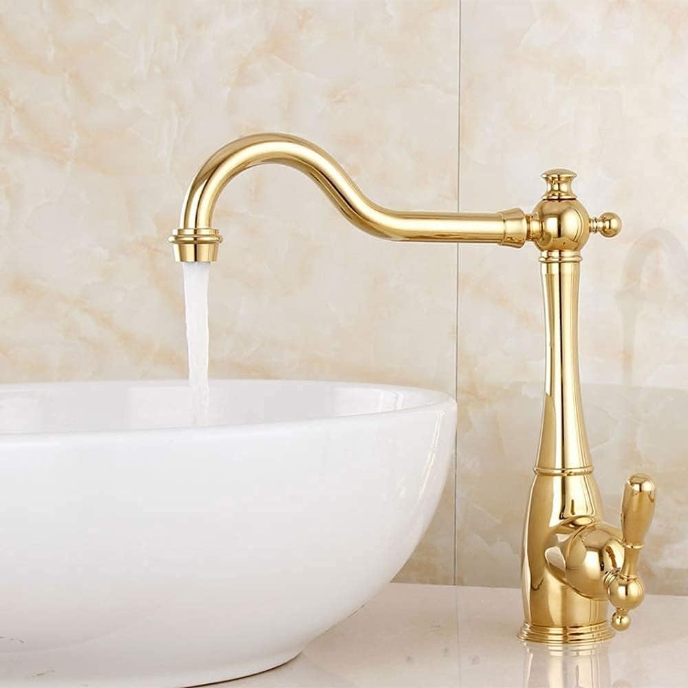 -Water Taps,Bathroom Faucet European Style Pure Copper Gold-Plated Taps ...