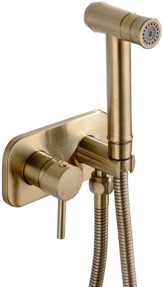 -Water Taps,Bidet Sprayer Tap Kit Brushed Gold Wall Mounted Manual ...
