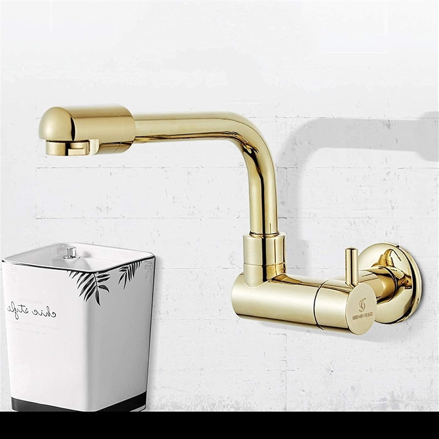 -Water Taps,Faucets,Golden Single Cold Kitchen Faucet in-Wall Sink ...