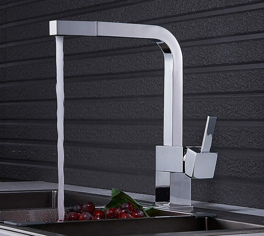 -Water Taps,Faucets,Pull Out Kitchen Faucet Square Brass Kitchen Mixer ...