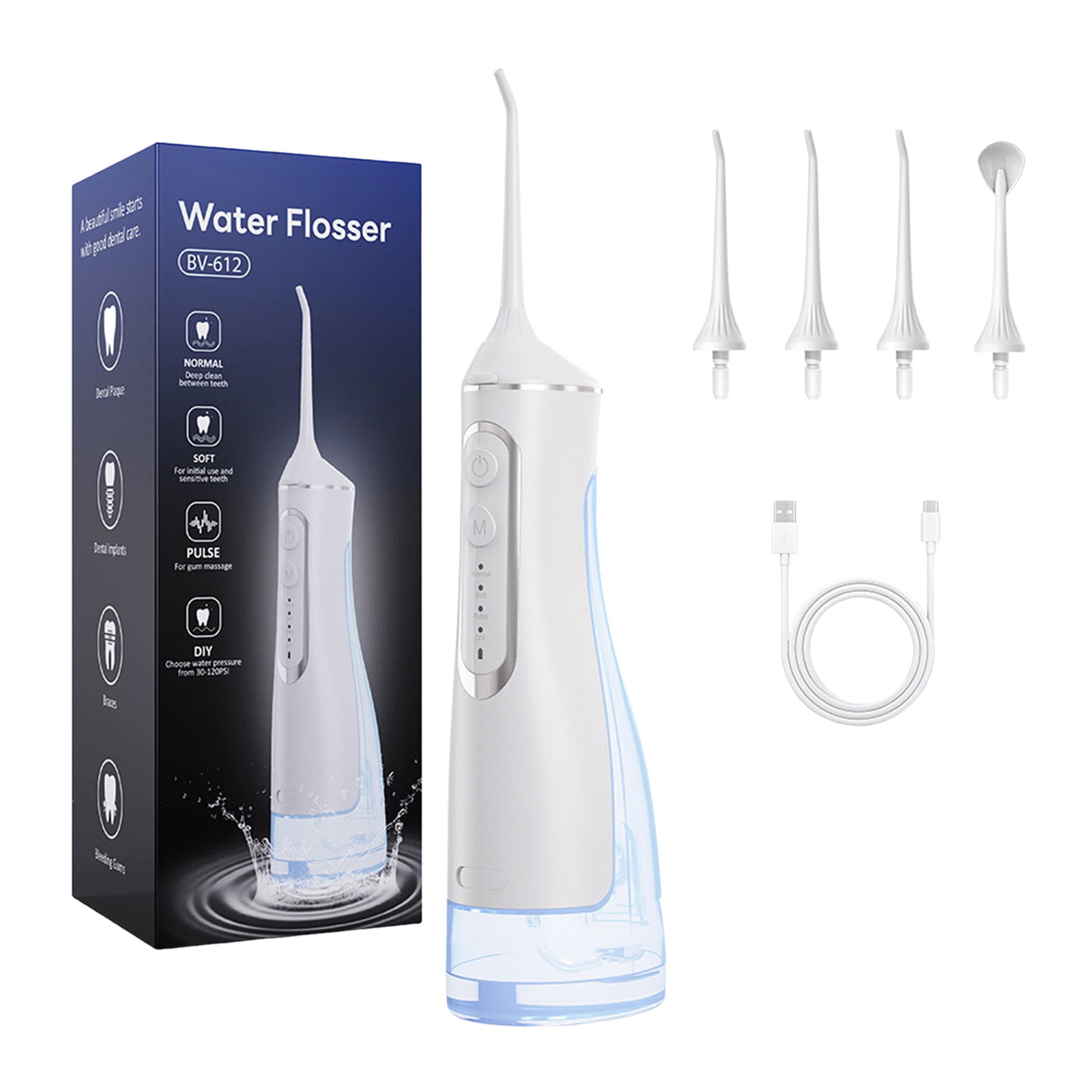 Water Teeth Flosser: 320ML Cordless Electric Water Tooth Flossing ...