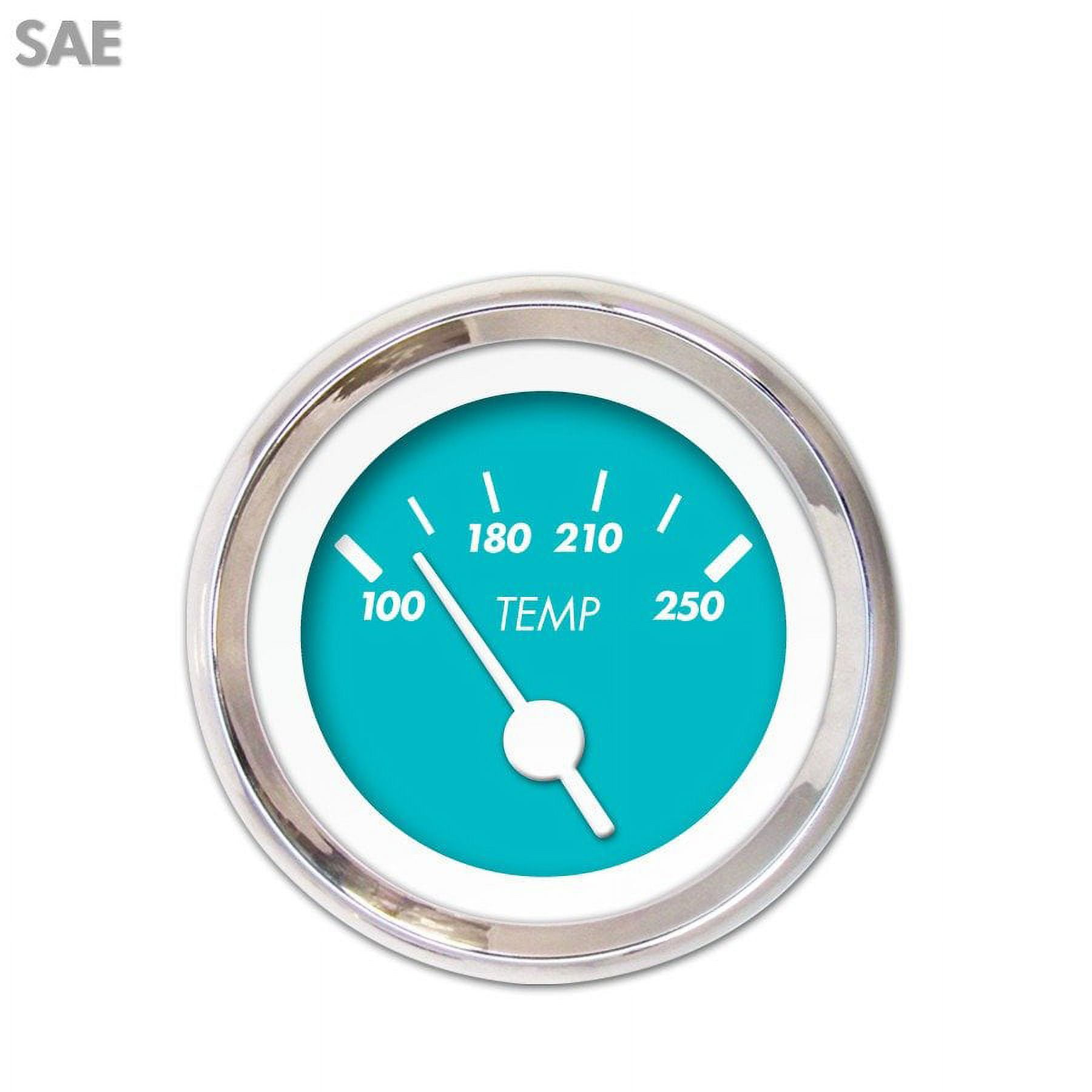 Water Temp Gauge - SAE Marker Aqua , White Vintage Needles, Chrome Trim ...