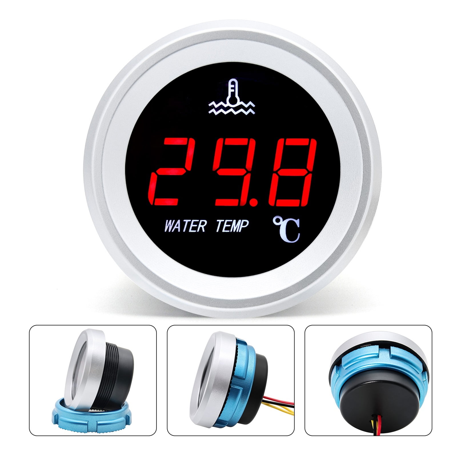 Water Temperature Gauge With Warning Alarm 0-120 Water Temp Meter + 1 ...