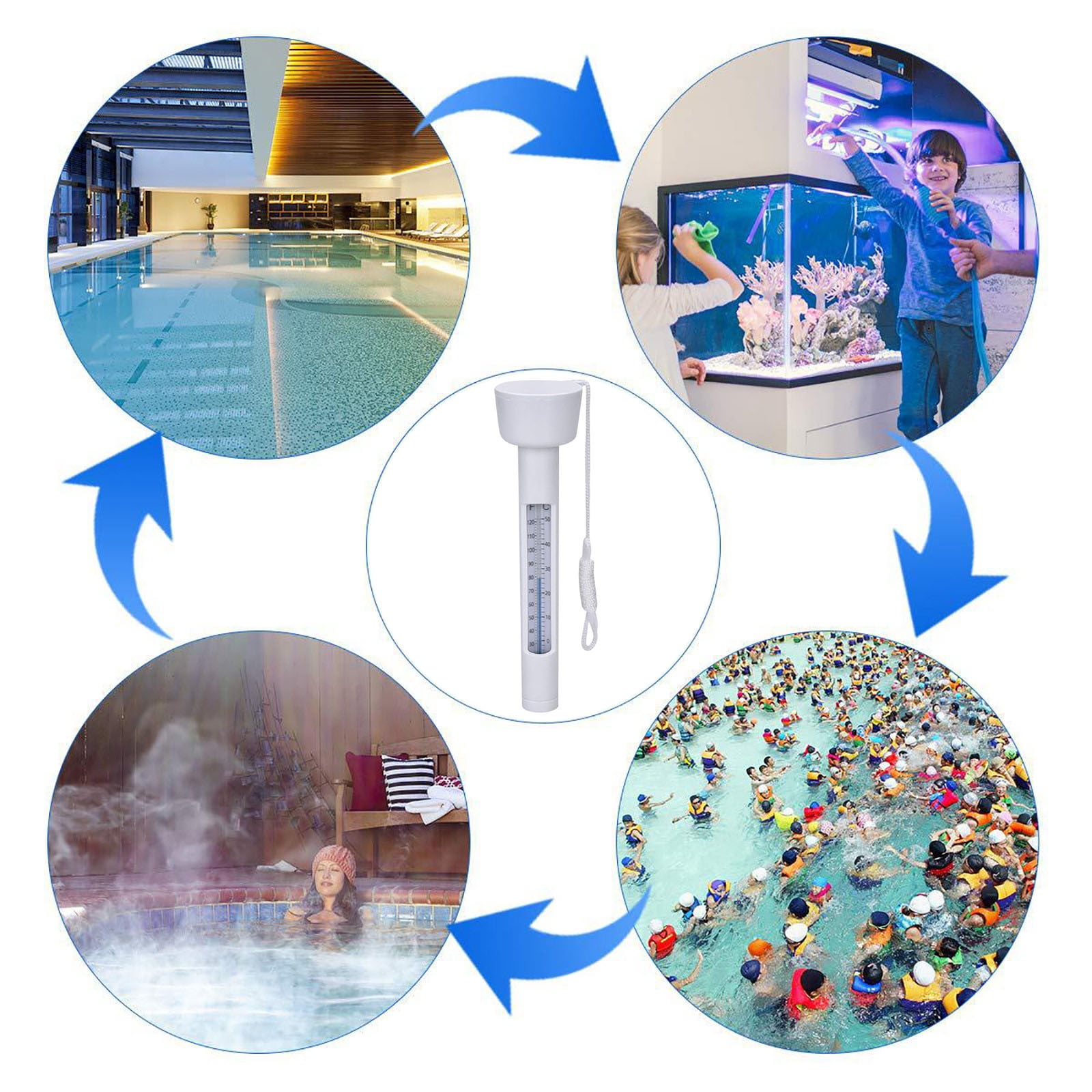 Water Temperature Thermometers Swimming Pool Thermometers with String ...