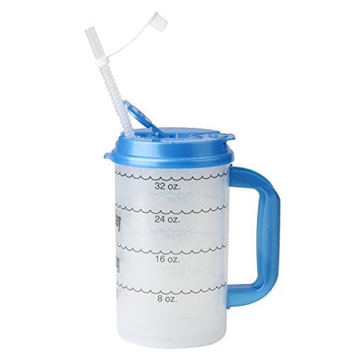 Water Tracking Hospital Mug for Daily Intake Measuring - 3 Straws, 32 ...
