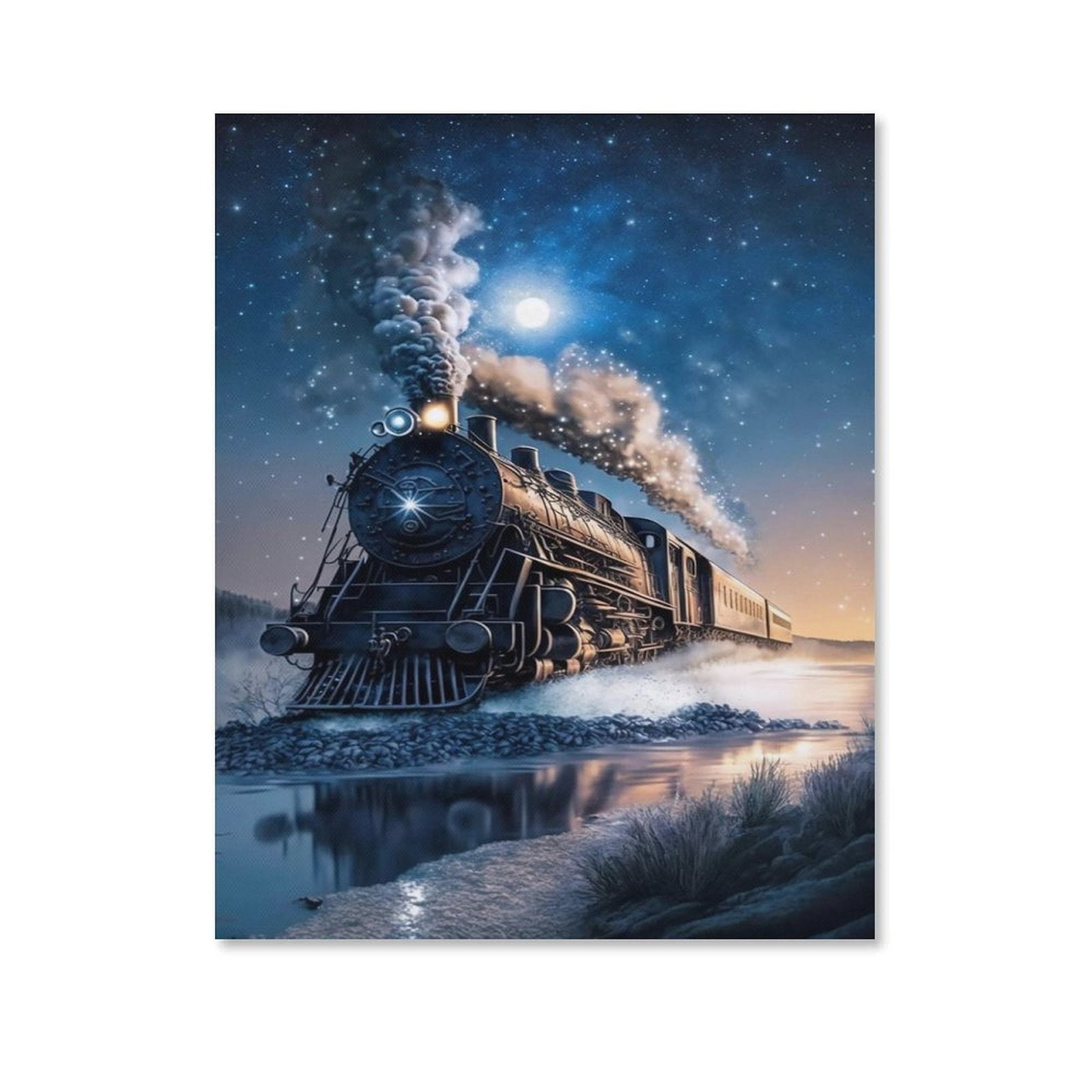 Water Trains And Starry Skies Poster Canvas- Perfect for Wall ...
