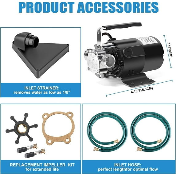 Water Transfer Pump, 115V 1/10HP Electric Utility Pump with On/Off ...