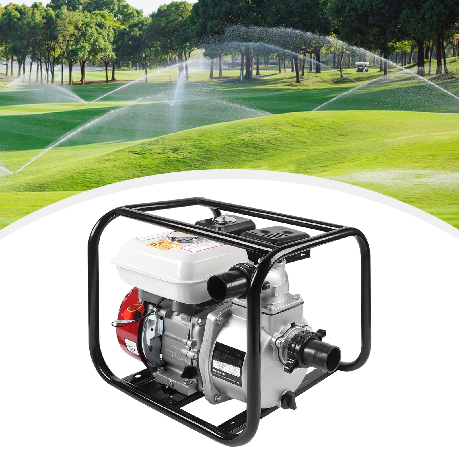 Water Transfer Pump, 2" 6.5HP 2-Stroke Commercial Portable Gas-Powered ...