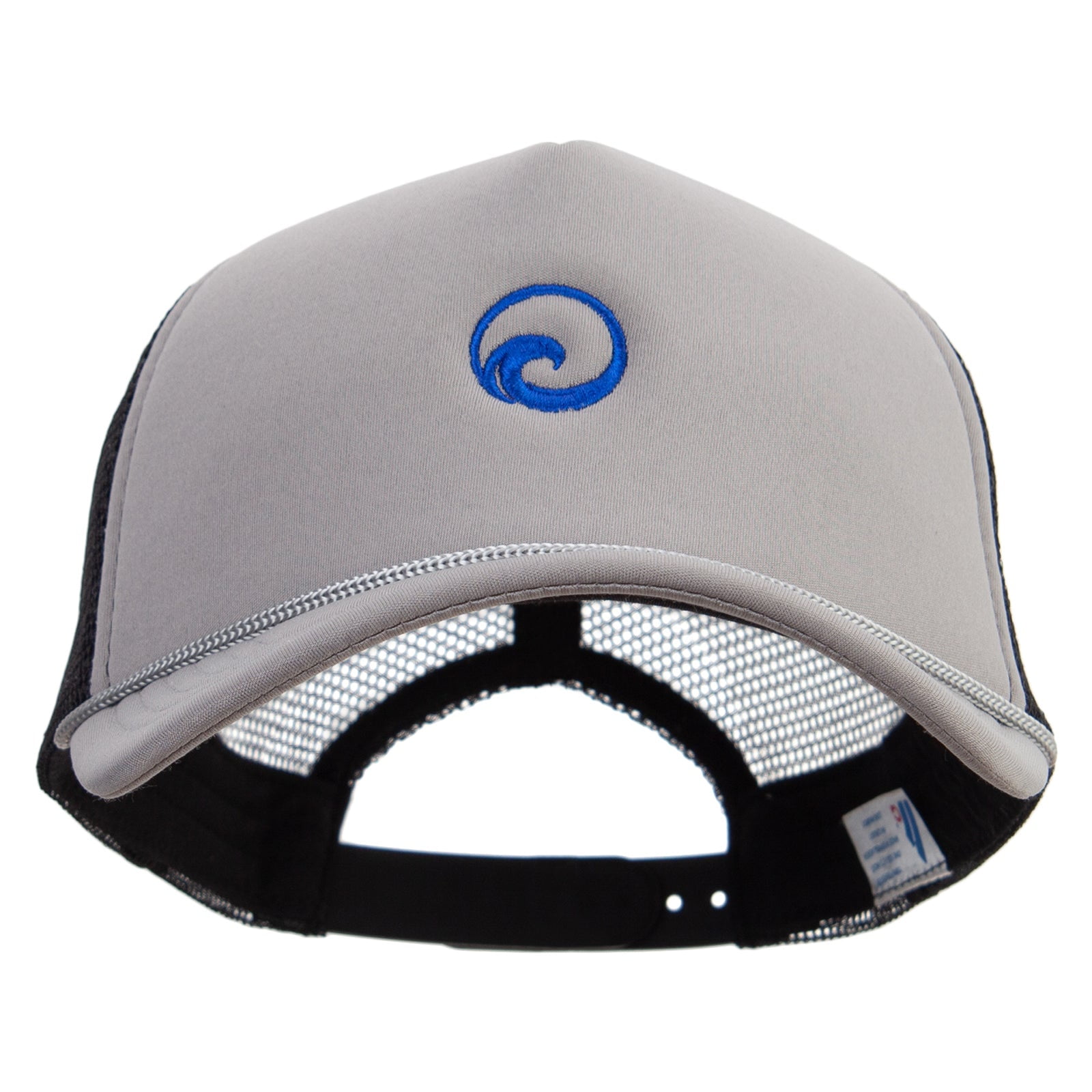 Water Wave Embroidered Summer Foam Mesh Trucker Cap - Grey Black OSFM ...