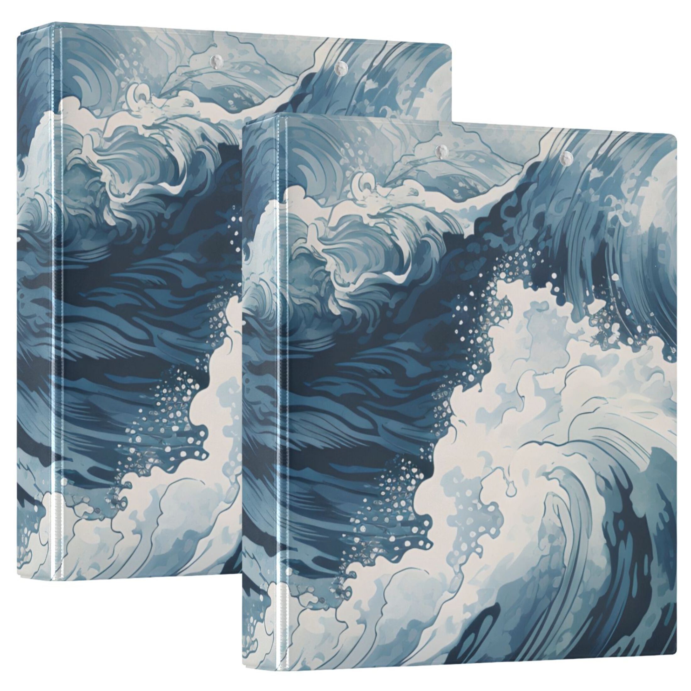 Water Wave Hardcover 3 Ring Binder 1.5 inch Round Rings with Interior ...