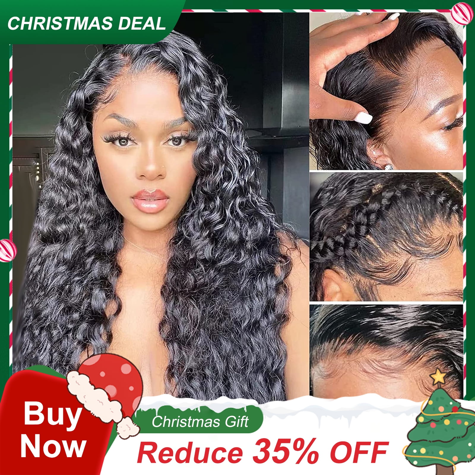 Water Wave Wigs Human Hair Pre Plucked Brazilian human hair lace front ...