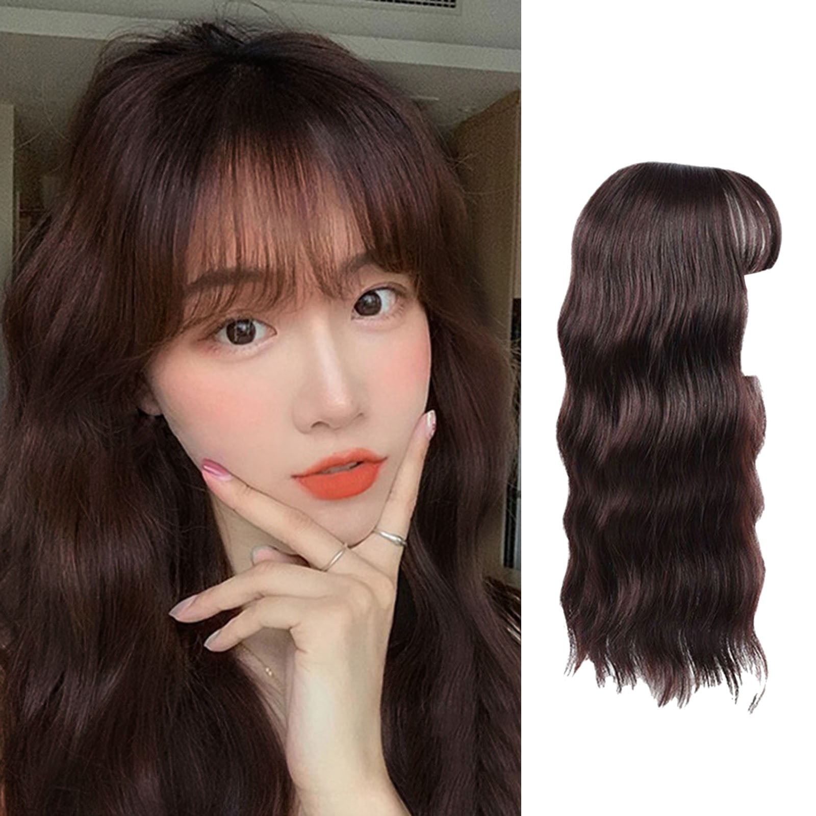 Water Wavy Wool Curl Long Hair Cover Supplement Patch for Natural and ...