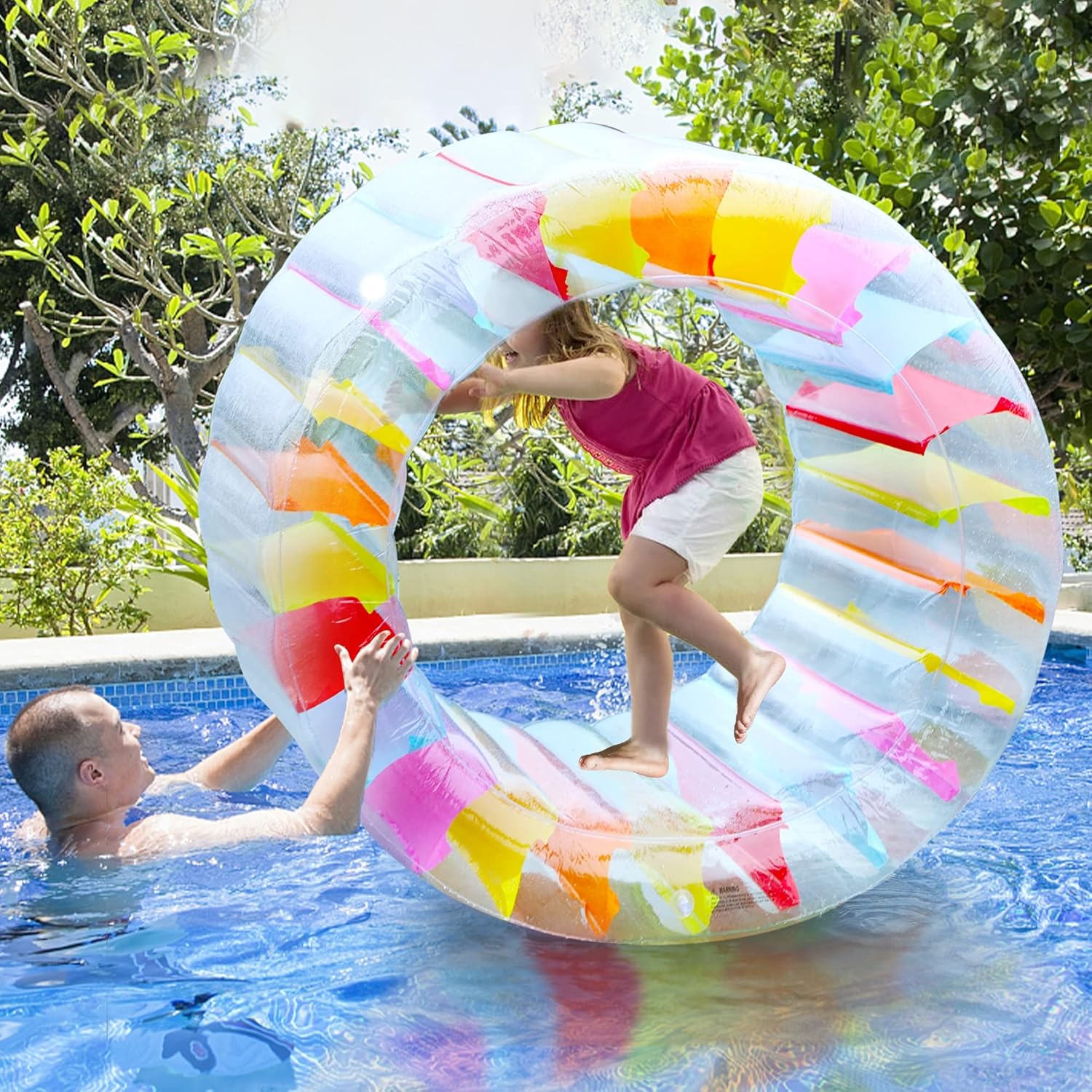 Water Wheel Pool Float, 47" Inflatable Roller Float for Kids, Giant ...
