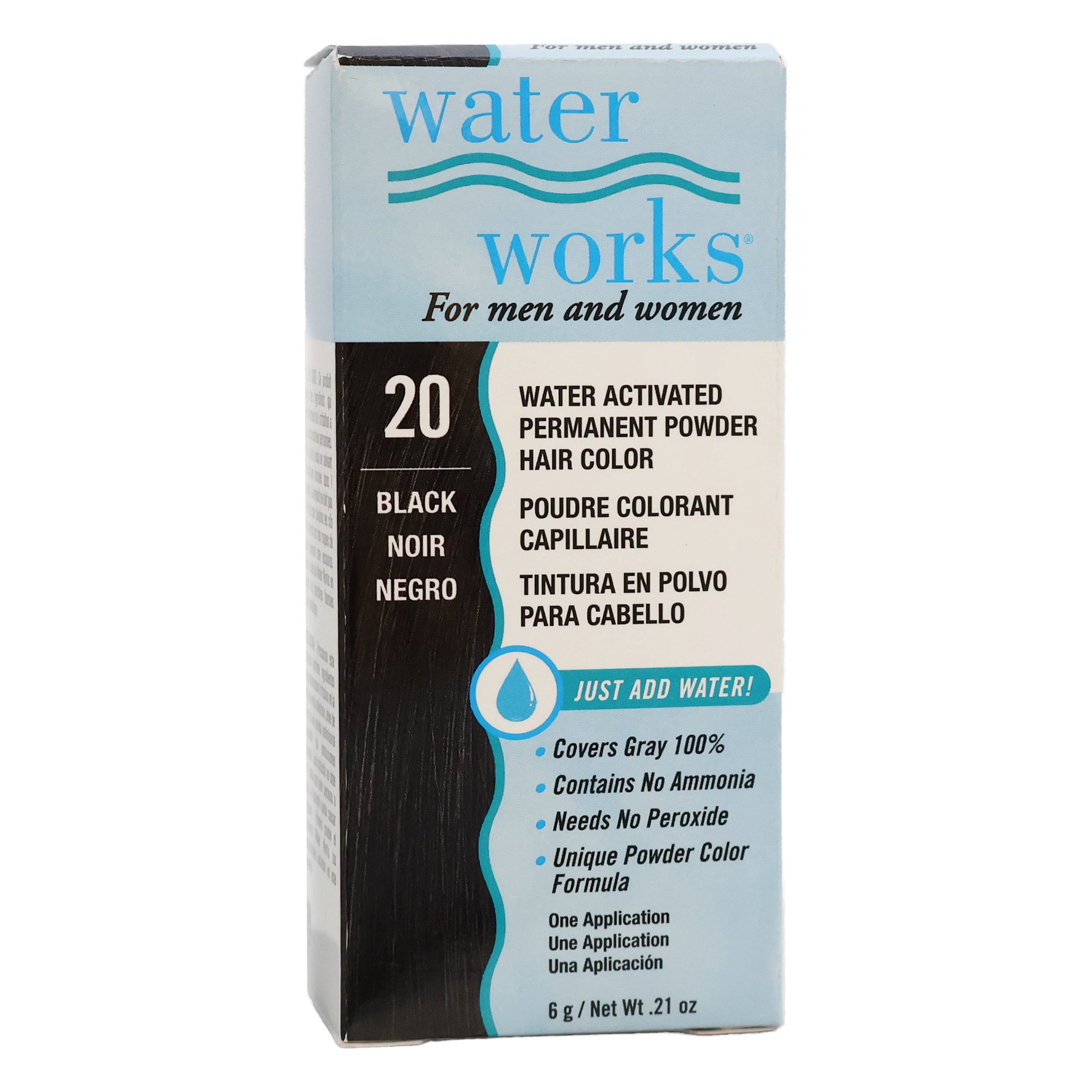 Water Works Hair Color 20 Black, 0.21 Oz., Pack of 6 - Walmart.com