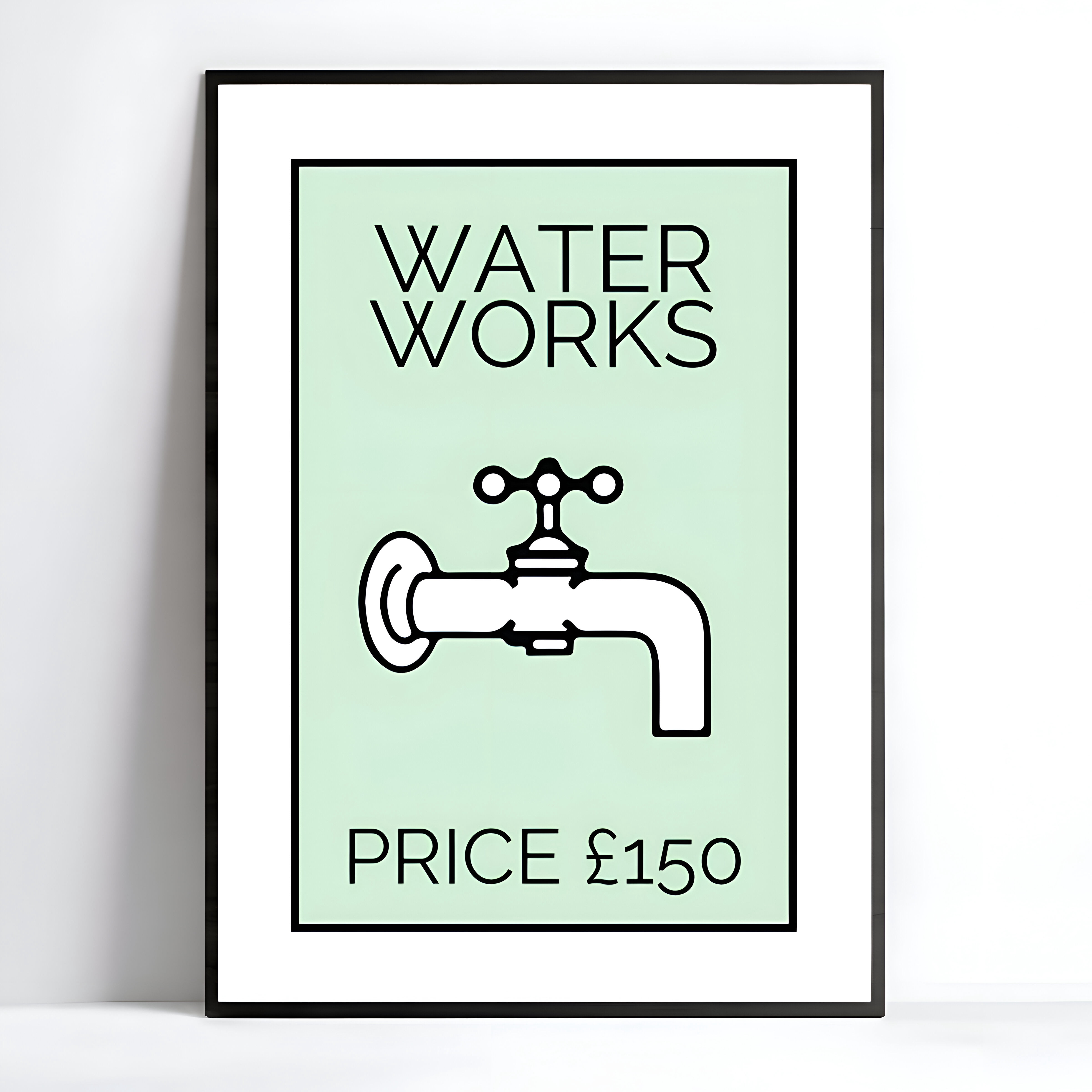 Water Works Vintage Bathroom Wall Art Poster Vertical Art Deco Cartoon ...