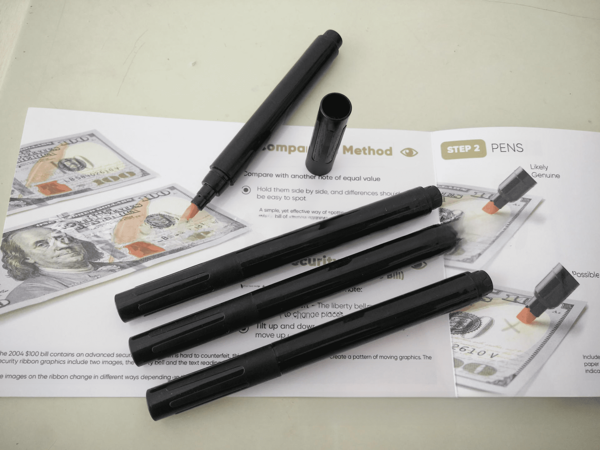 Water-based banknote pen inspection pen knife head round head magic ...