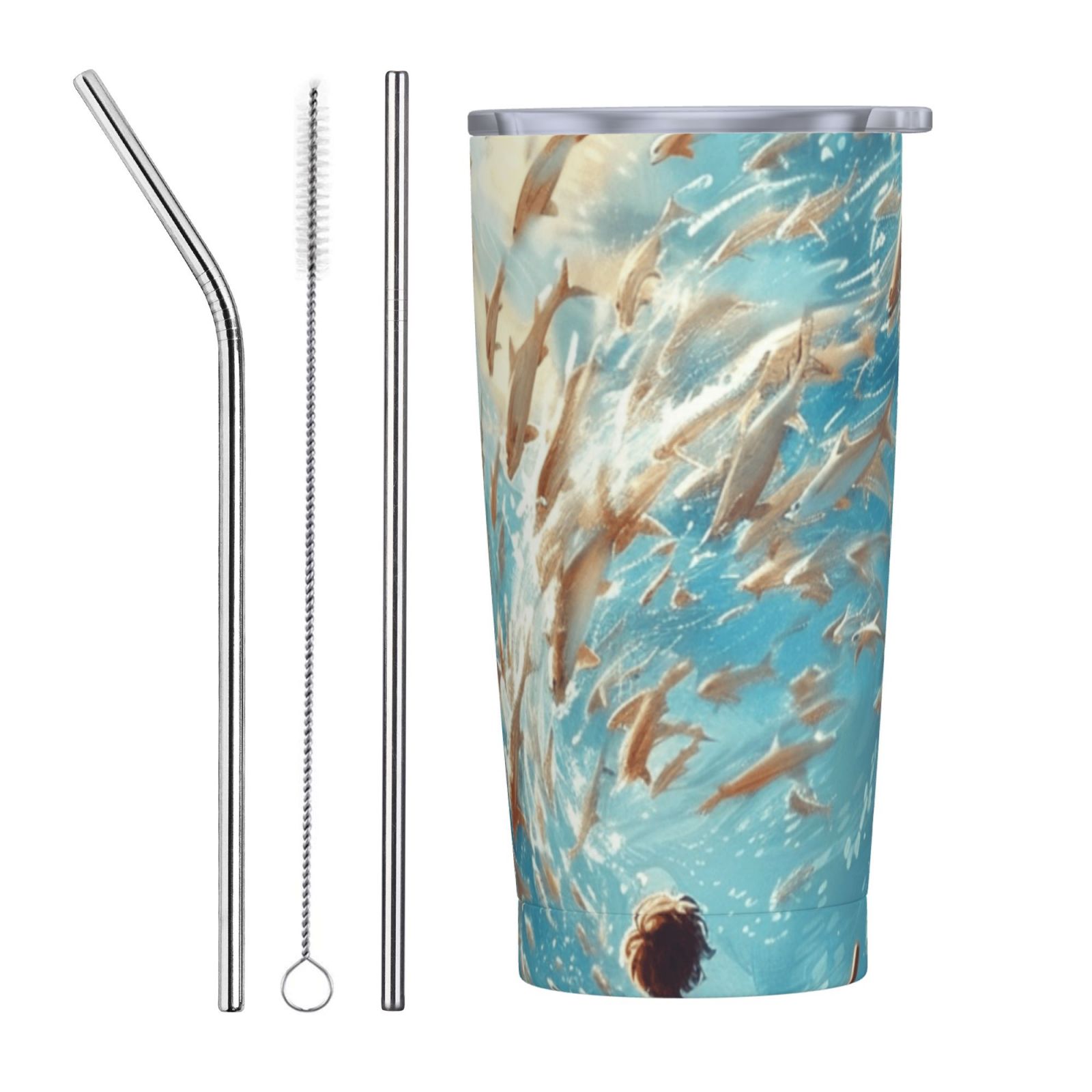 Water boy and fish cup, 20 ounce car cup, stainless steel insulated ...