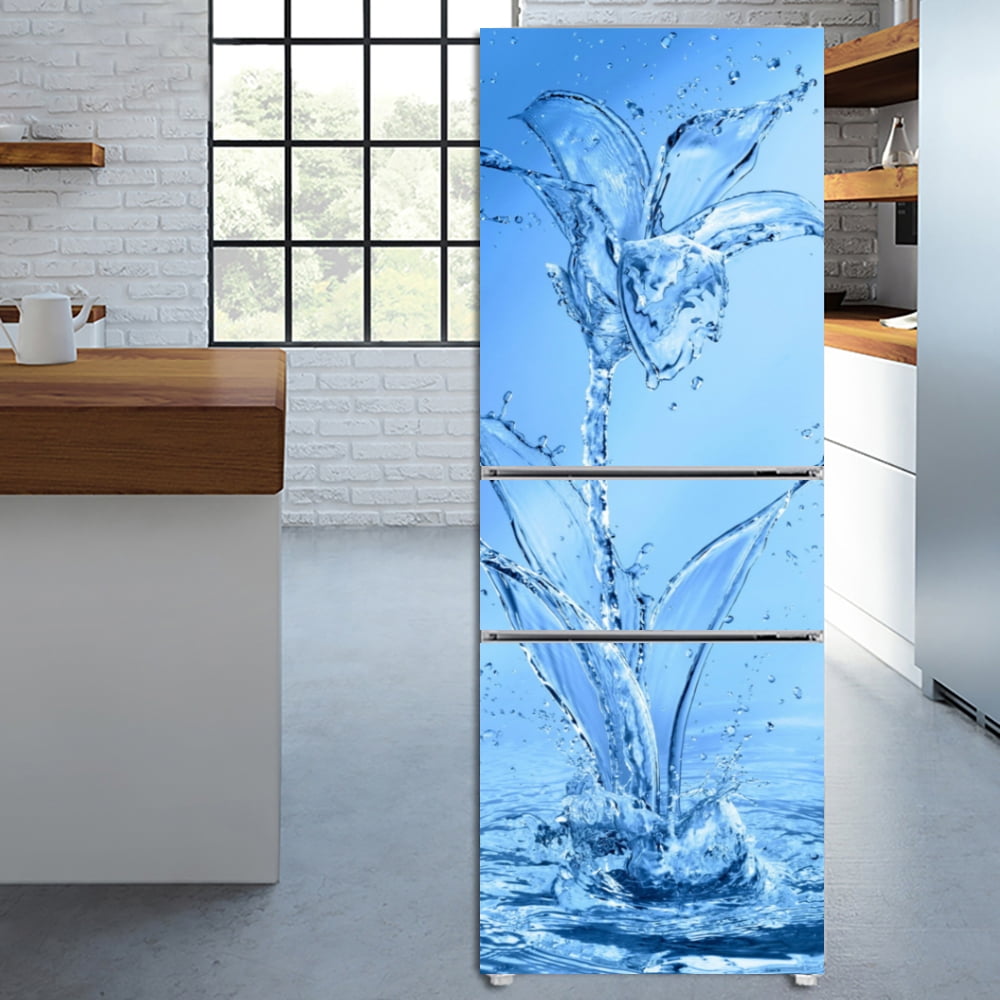 Water drop water flower pattern self-adhesive refrigerator sticker ...