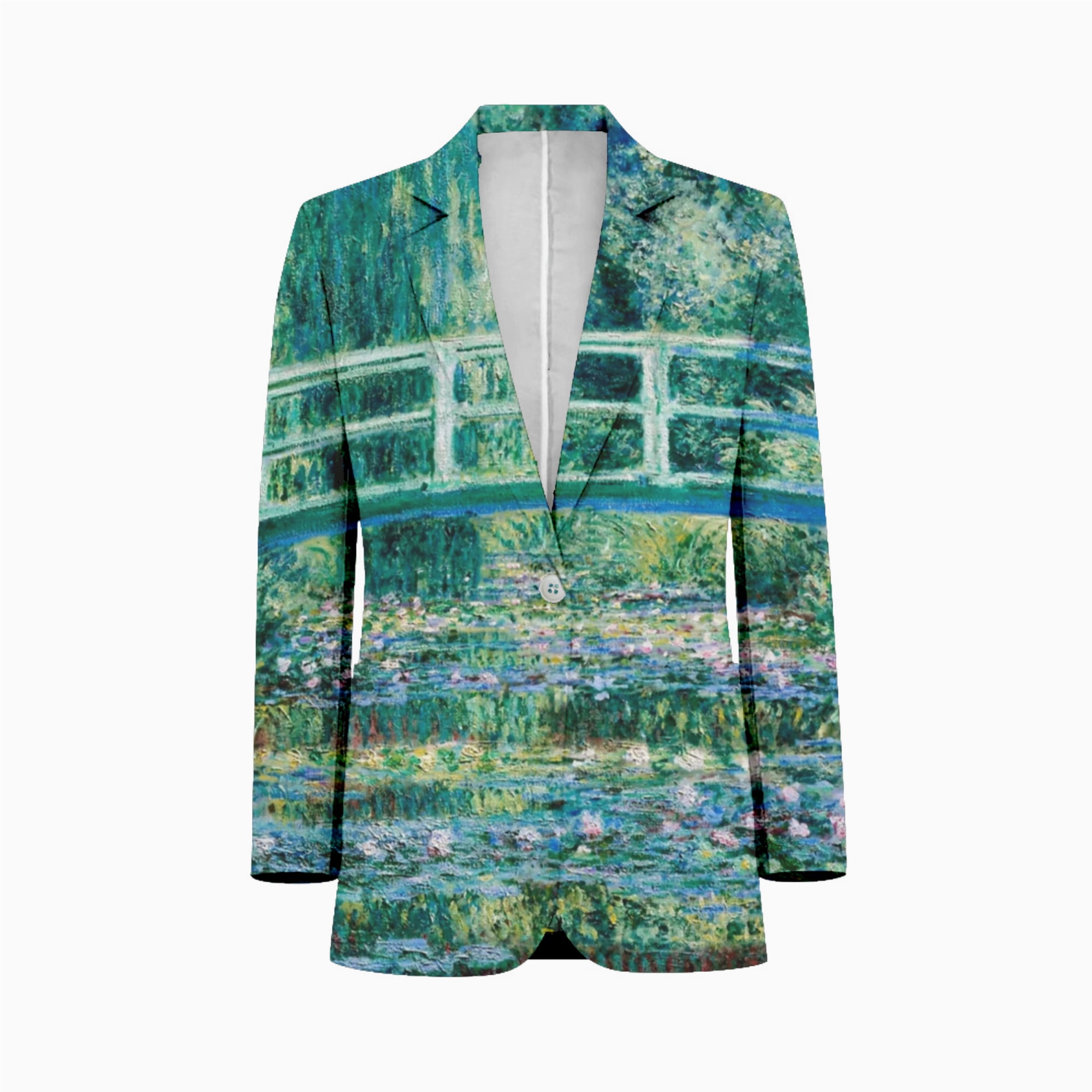 Water lilies and bridge Customized Men's Suits full man Shawl Collar ...