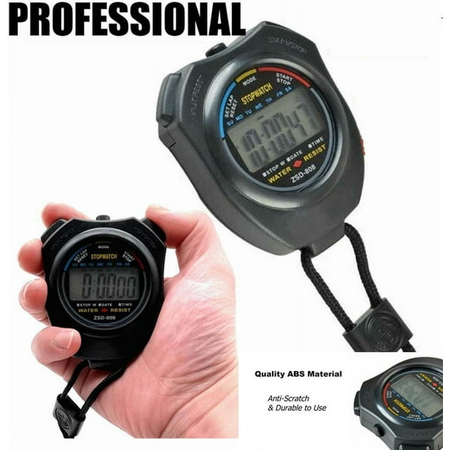 Waterproof LCD Digital Stopwatch, Sport Timer, Date Time Alarm ...