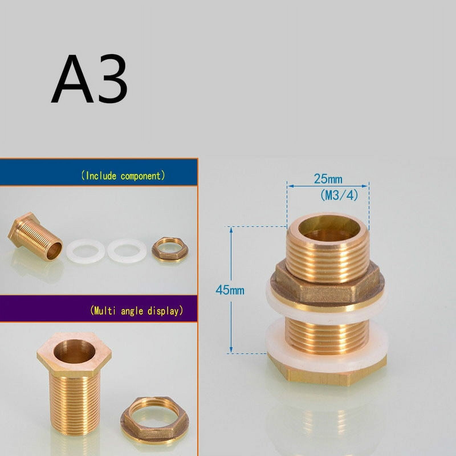 Water tank connector 3/4 inch Female&Male Thread copper fittings ...
