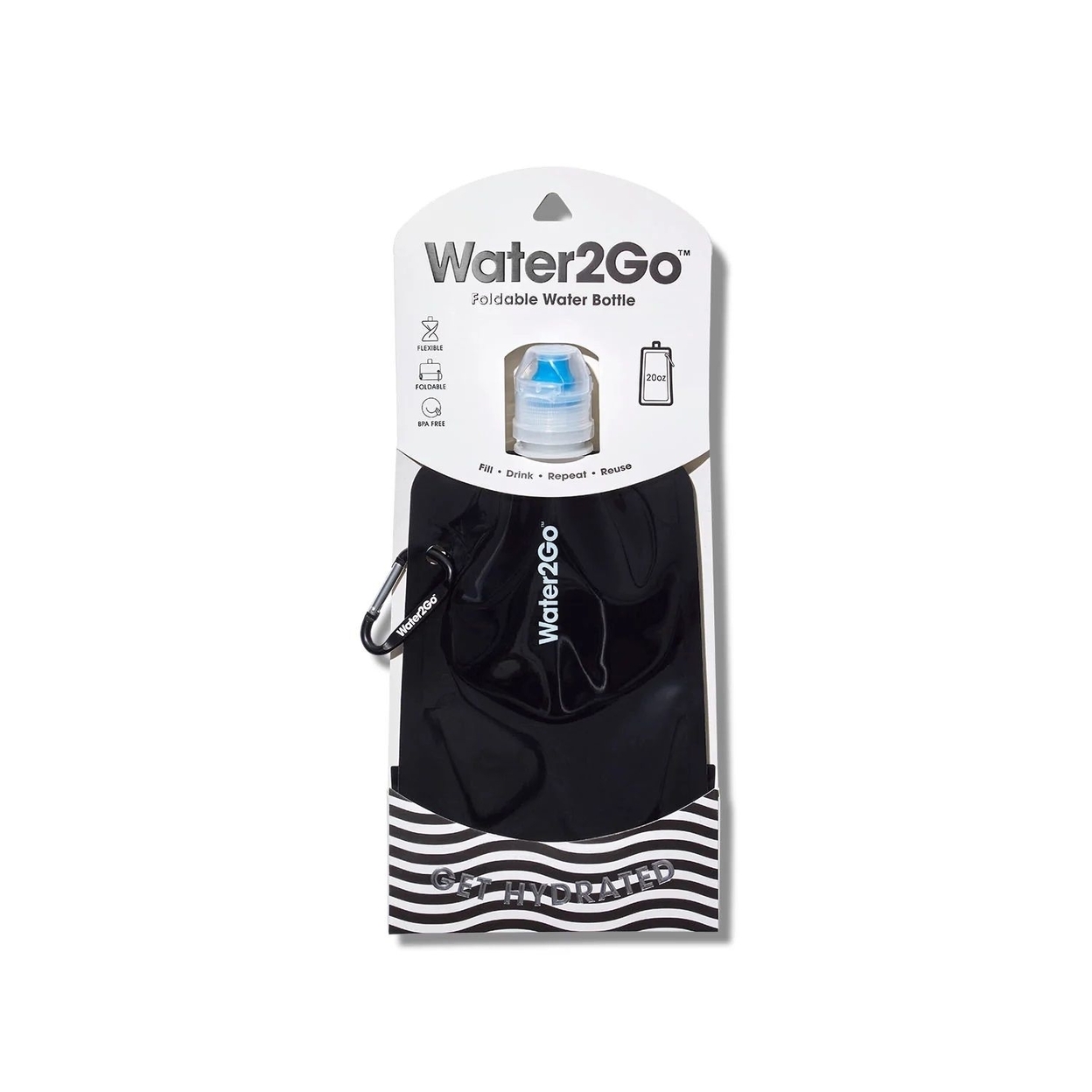 Water2Go 20 Oz Foldable Water Bottle With Spout & Clip - Walmart.com
