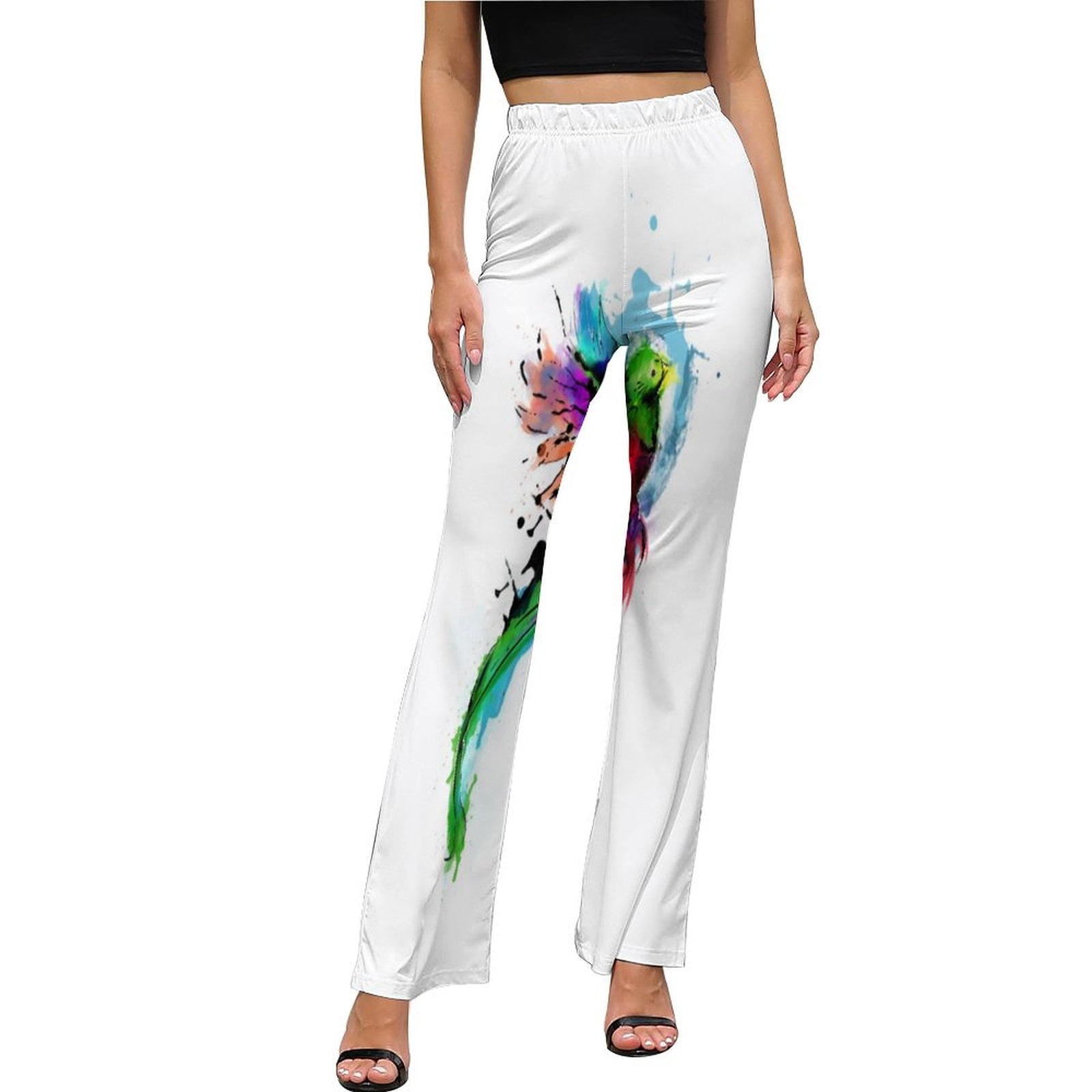 WaterColor Quetzal from Guatemala High Waisted Casual Flared Trousers ...
