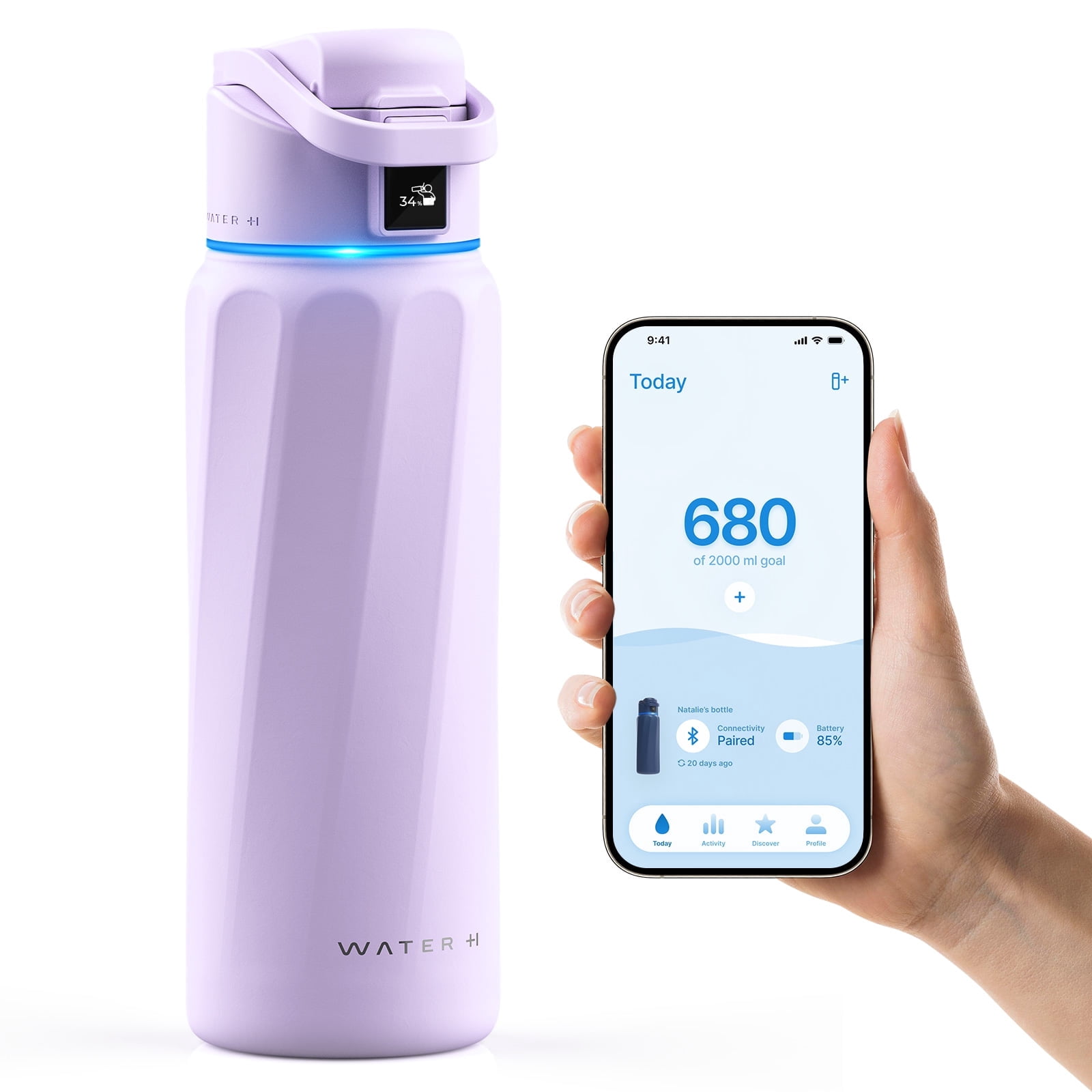 WaterH BOOST Smart Water Bottle Reminder to Drink&Tracker-Double Wall ...
