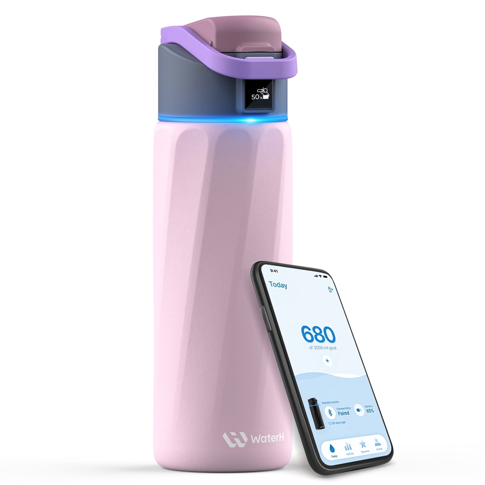 WaterH Boost Smart Water Bottle Reminder to Drink, 24oz Bpa-Free ...