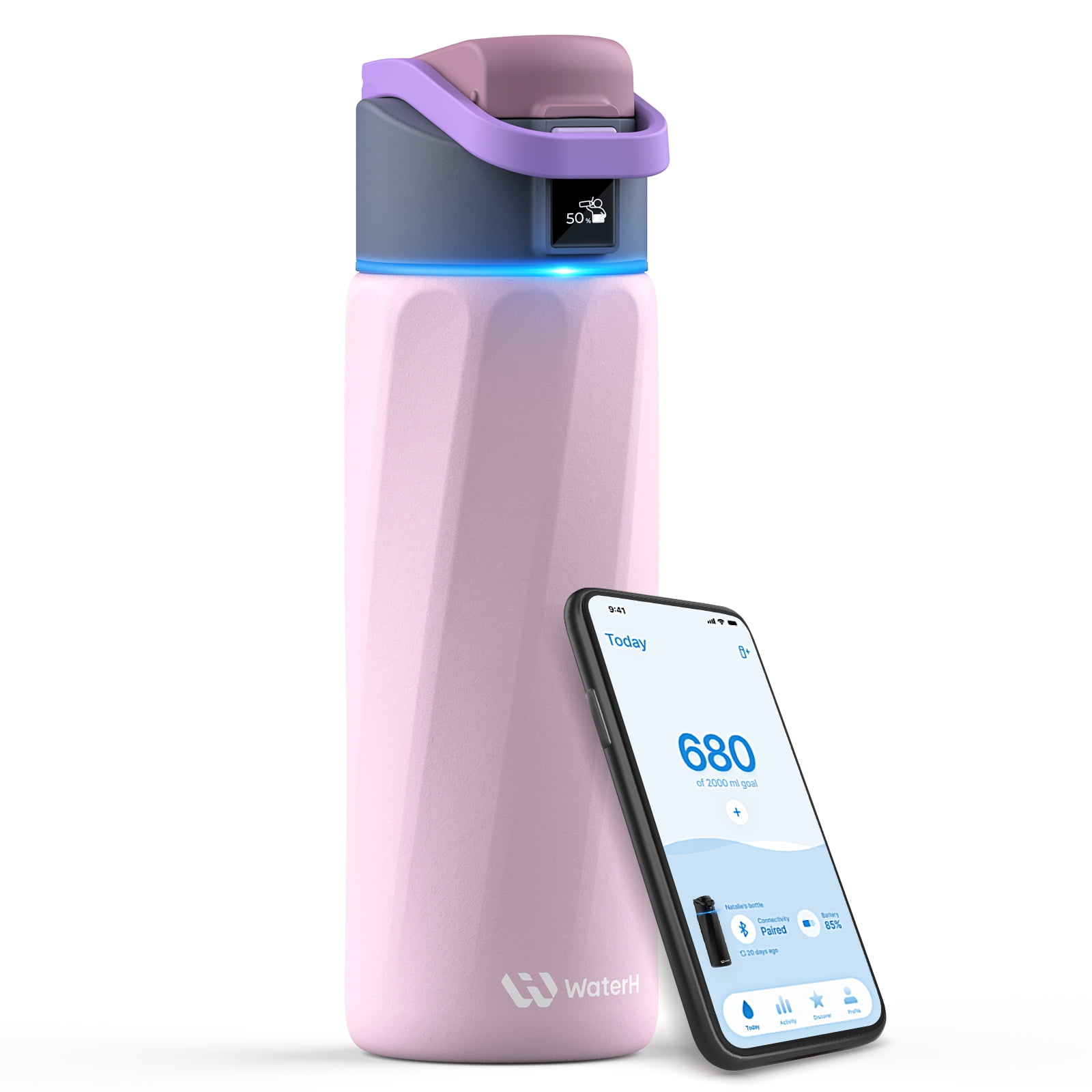 WaterH Boost Smart Water Bottle with Reminder to Drink Water, 24oz BPA ...