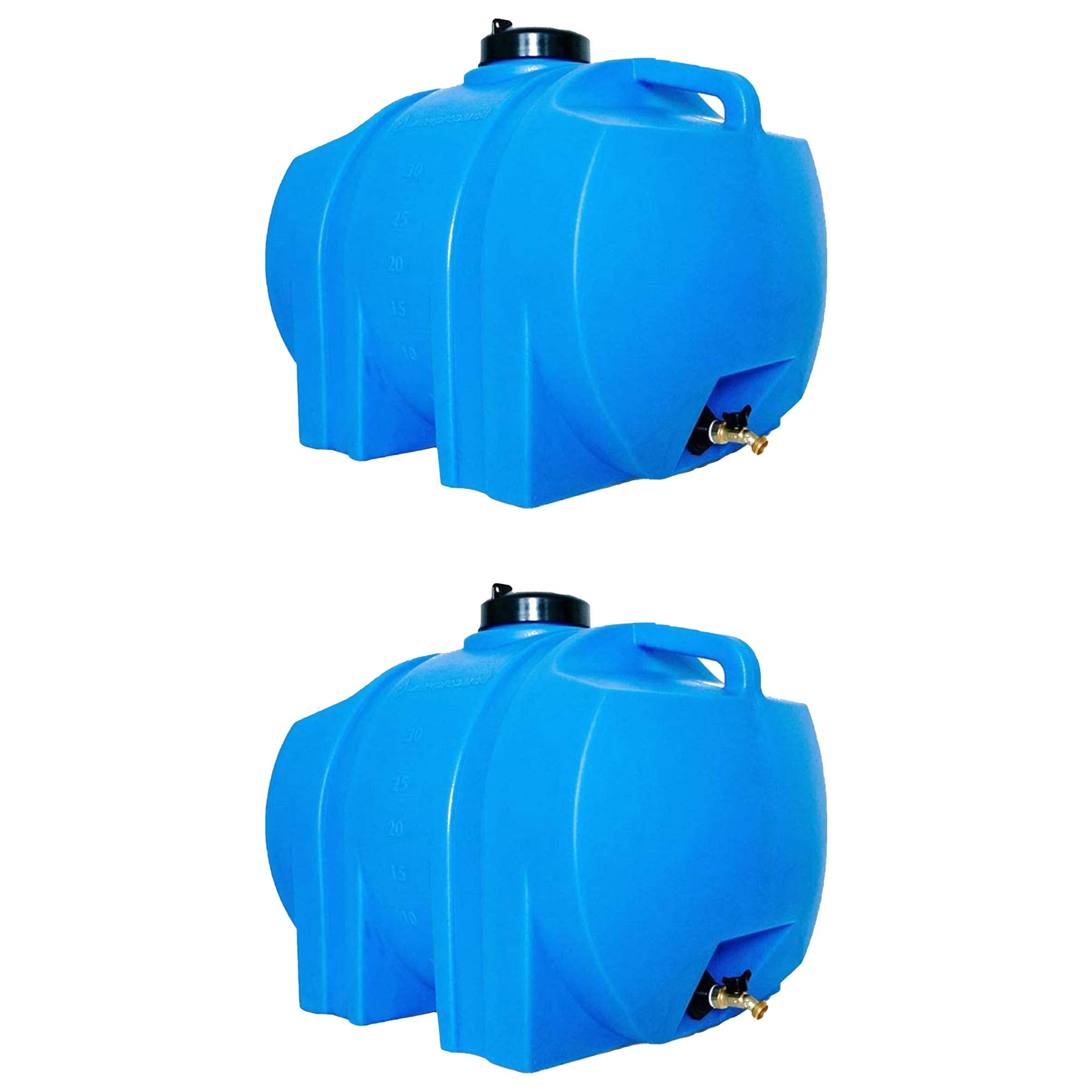 WaterPrepared 35 Gallon Utility Water Tank with Large Cap, Blue (2 Pack ...
