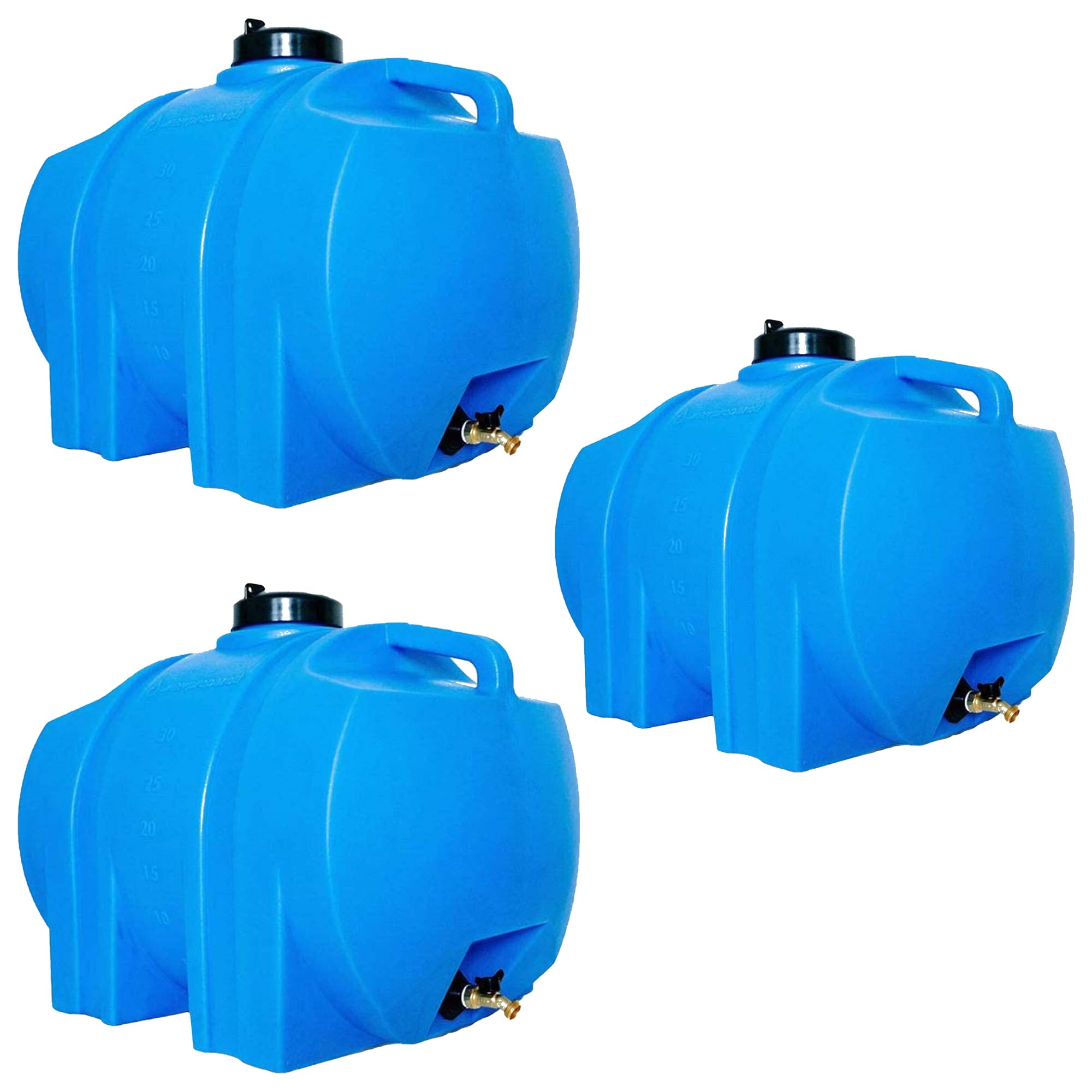 WaterPrepared 35 Gallon Utility Water Tank with Large Cap, Blue (3 Pack ...