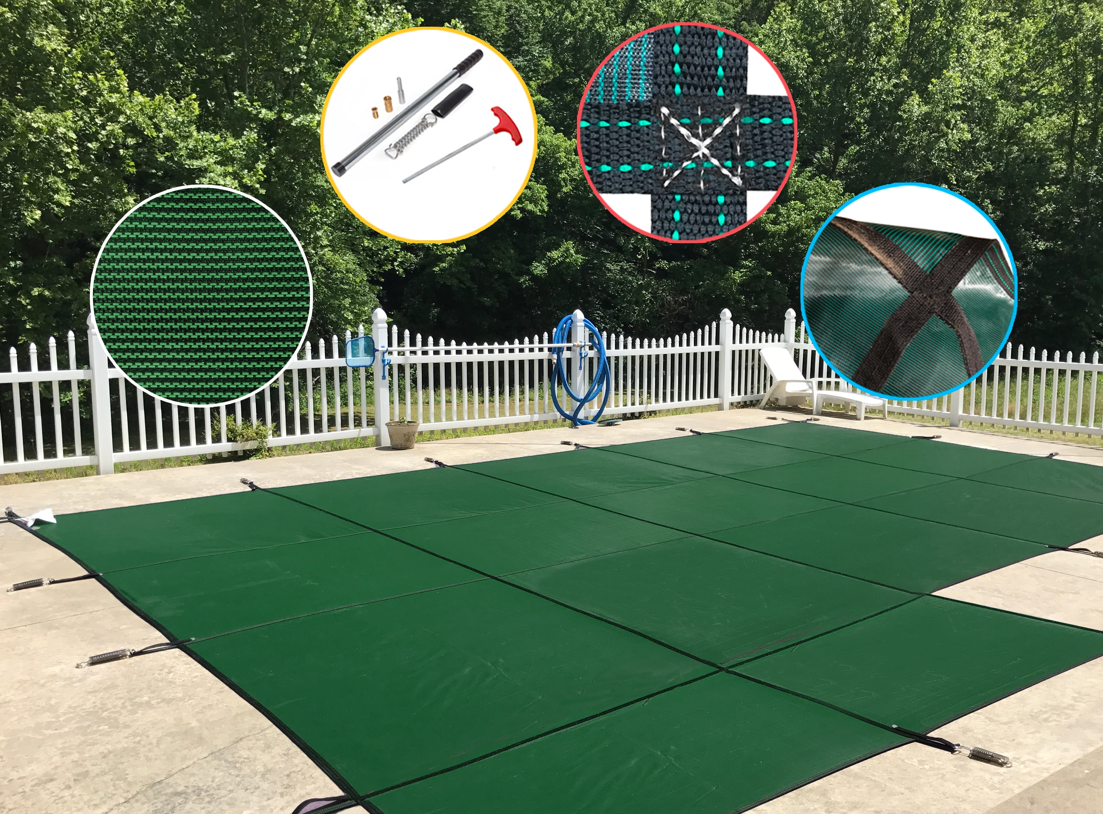 WaterWarden in-Ground Pool Safety Cover Fits 16’ x 32’, Left Step, UL ...