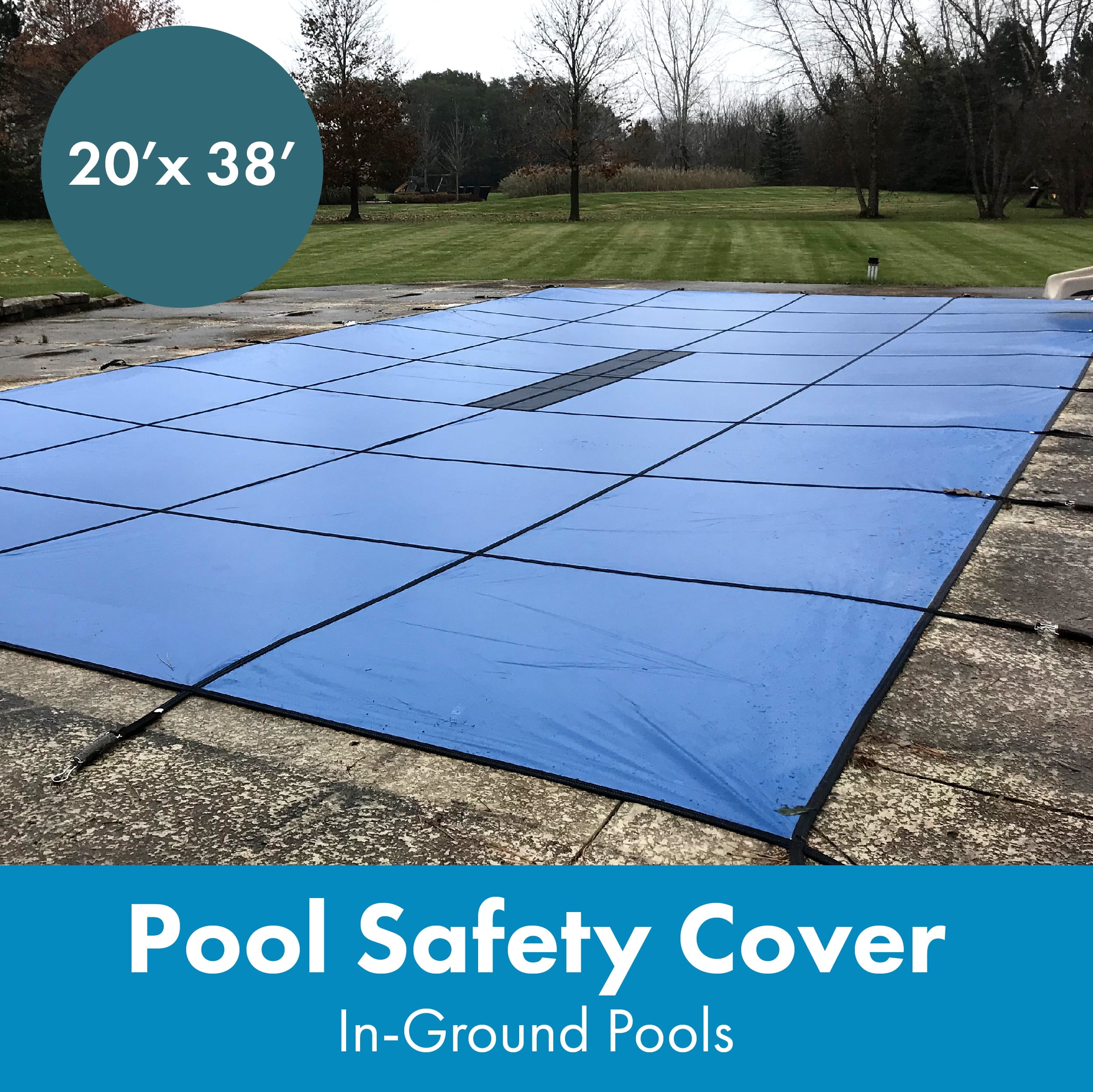 WaterWarden in-Ground Pool Safety Cover Fits 20’ x 38’, Center Drain ...