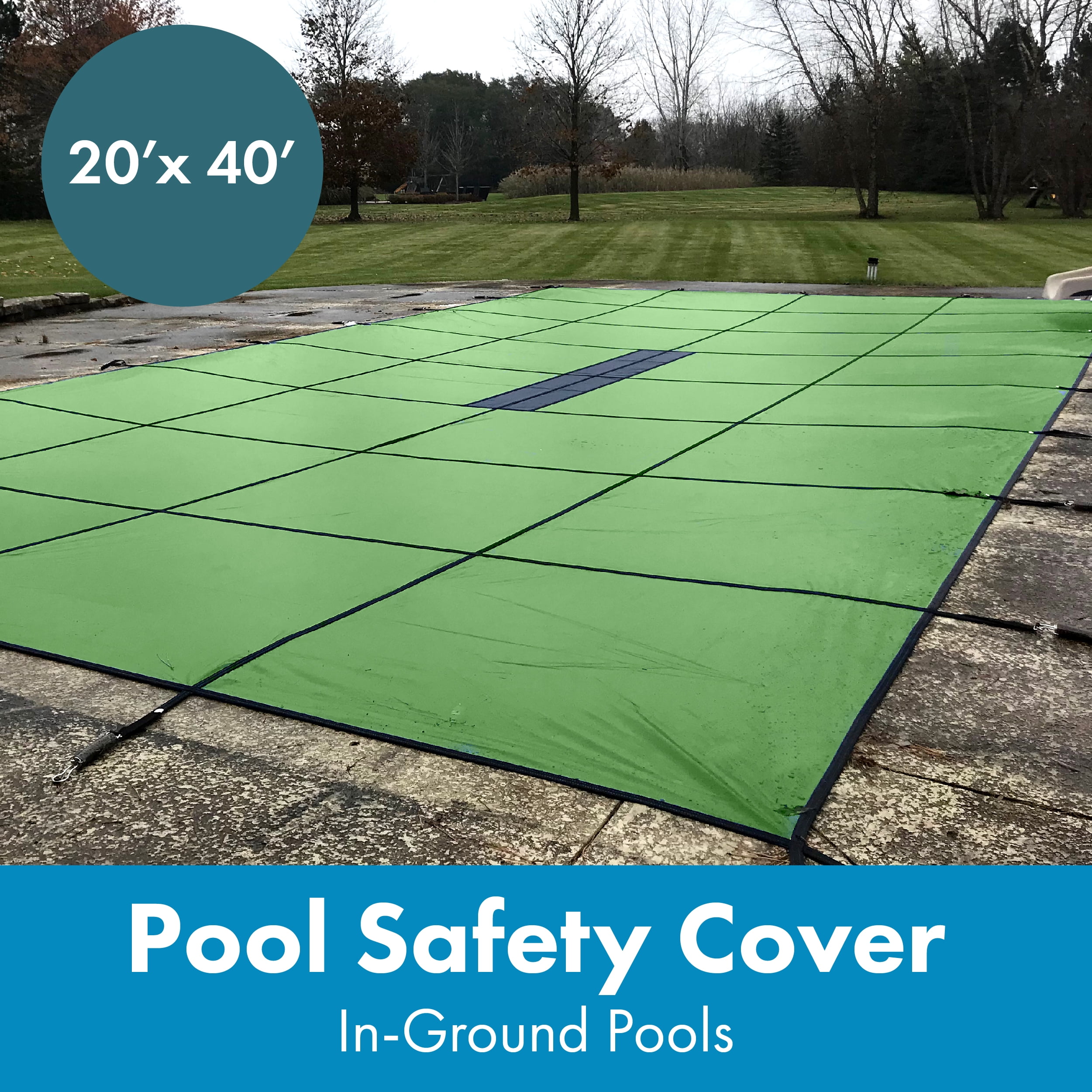 WaterWarden in-Ground Pool Safety Cover Fits 20’ x 40’, Center Drain ...
