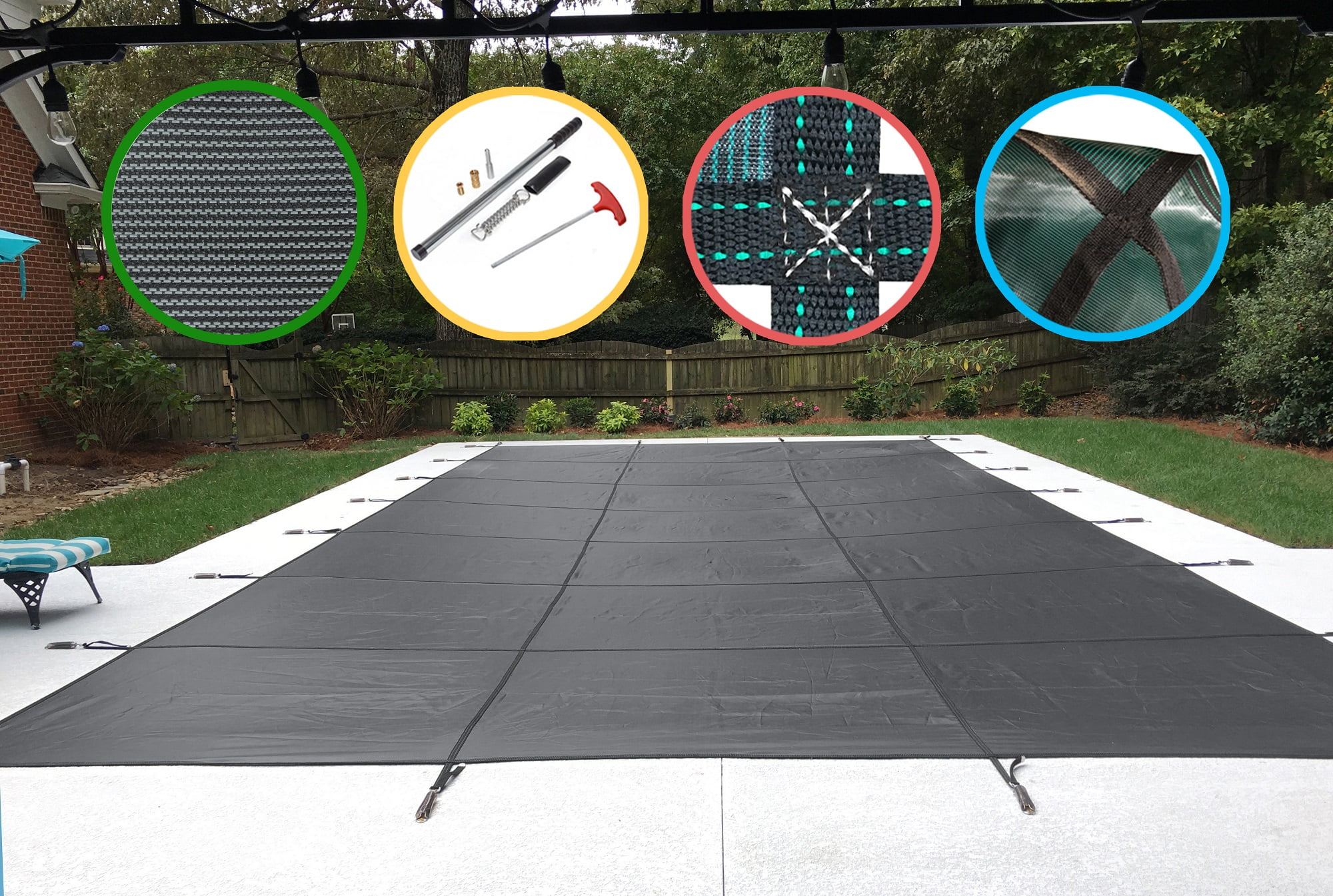 WaterWarden in-Ground Pool Safety Cover Fits 20’ x 40’, Center Drain ...