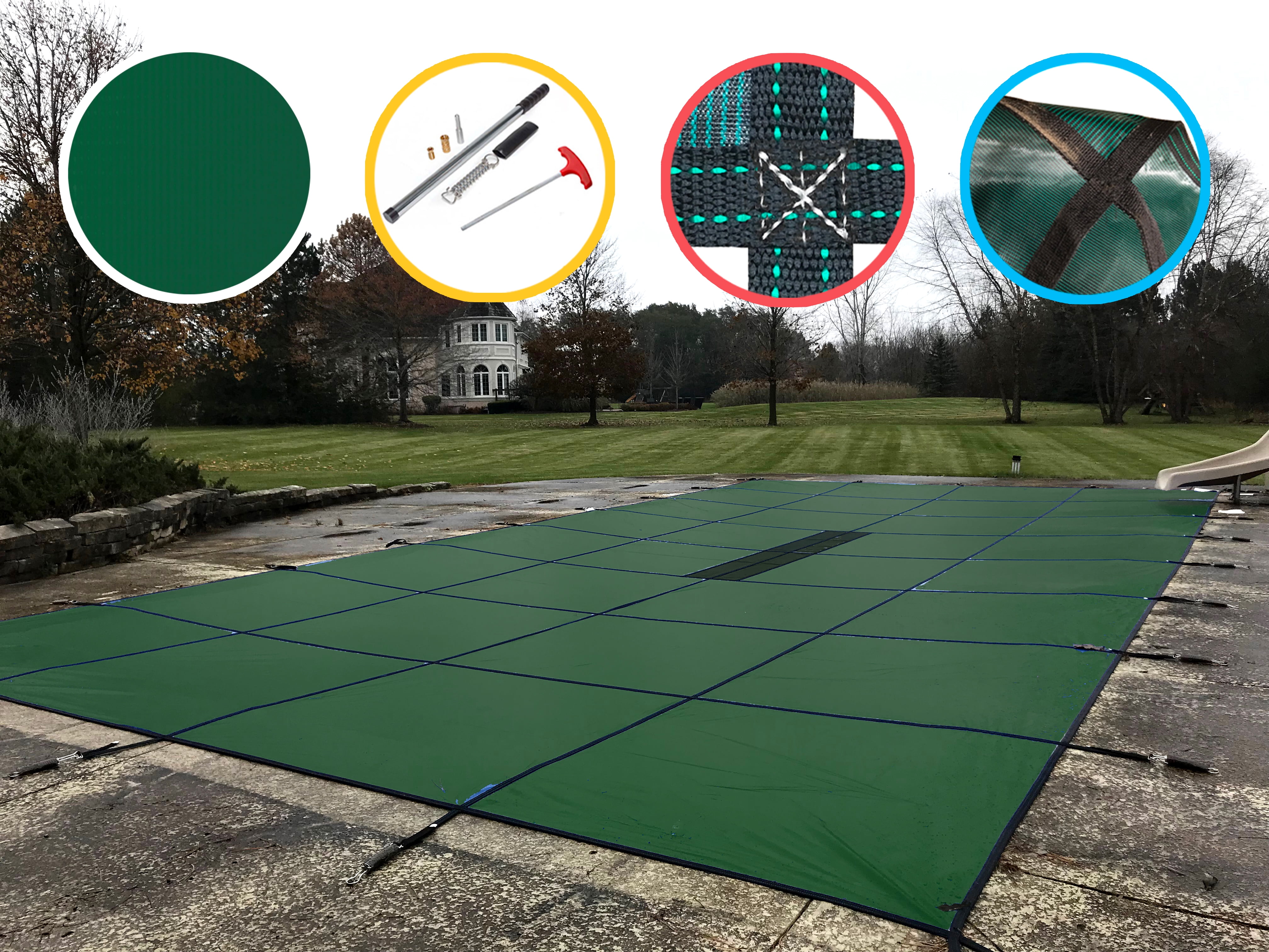 WaterWarden in-Ground Pool Safety Cover Fits 32’ x 50’, Center Drain ...