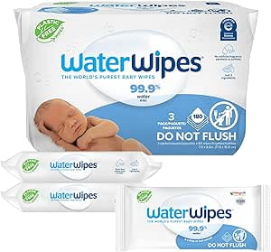 WaterWipes Plastic-Free Original Baby Wipes, 99.9% Water Based Wipes ...