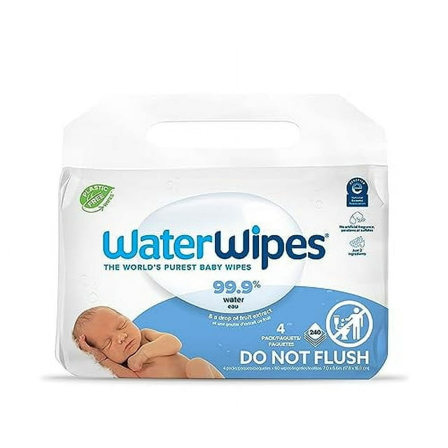 WaterWipes Plastic-Free Original Baby Wipes, 99.9% Water Based Wipes ...