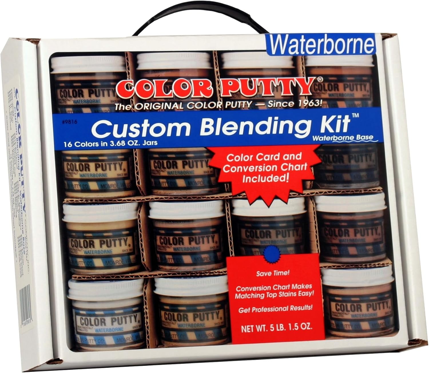 Waterborne Custom Blending Kit by Color Putty - Includes Sixteen 3.68 ...