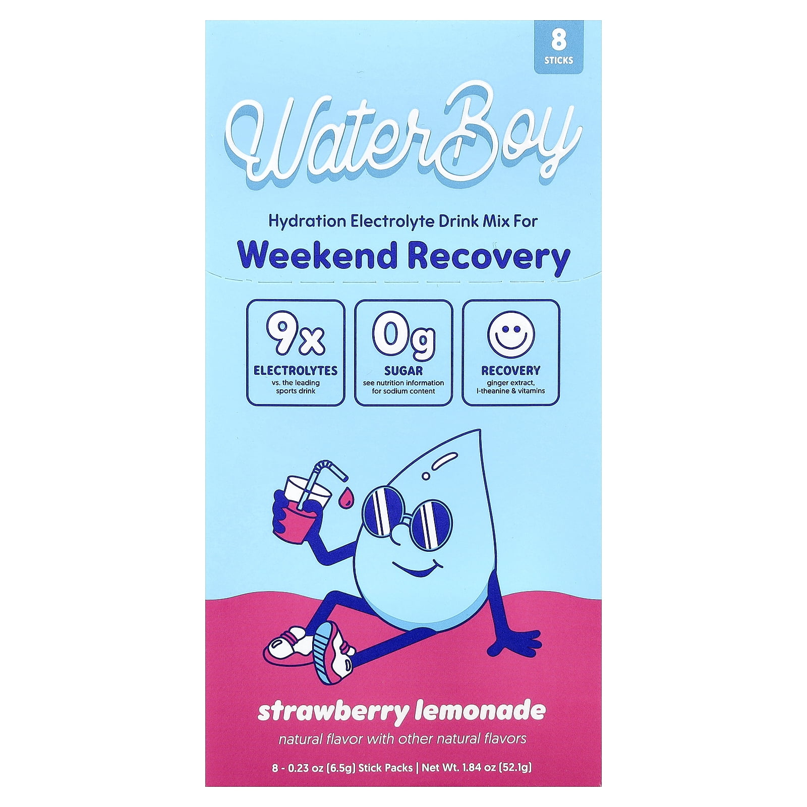 Waterboy Weekend Recovery, Hydration Electrolyte Drink Mix, Strawberry ...