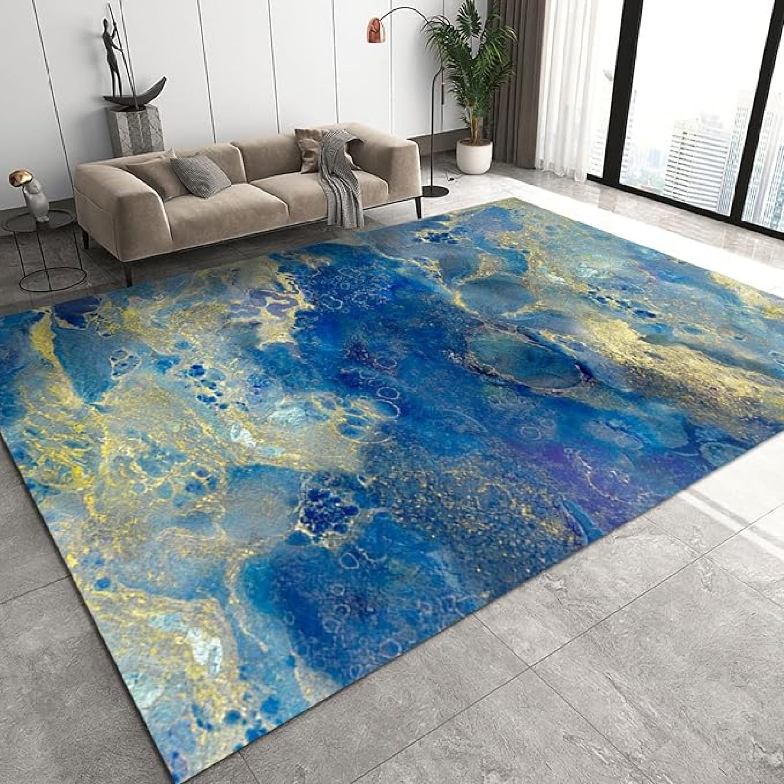 Watercolor Abstract Marble Area Rug, Wave Sea Water Fluid Art Graffiti ...